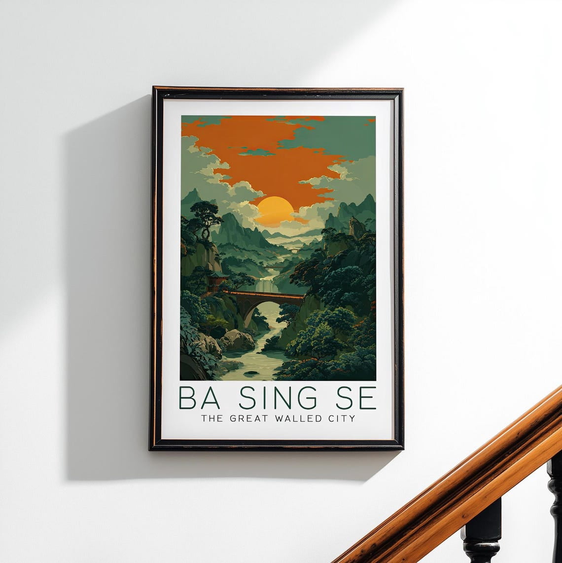 Fantasy Walled City Landscape Wall Art Mystical Travel Decor, Unframed ...