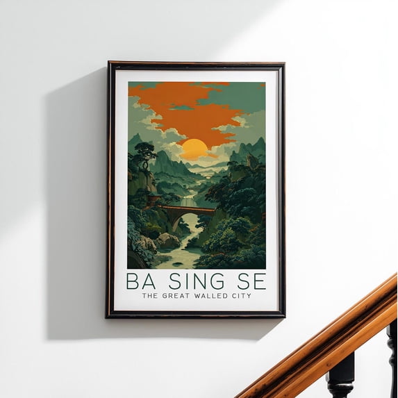 Fantasy Walled City Landscape Wall Art Mystical Travel Decor, Unframed ...