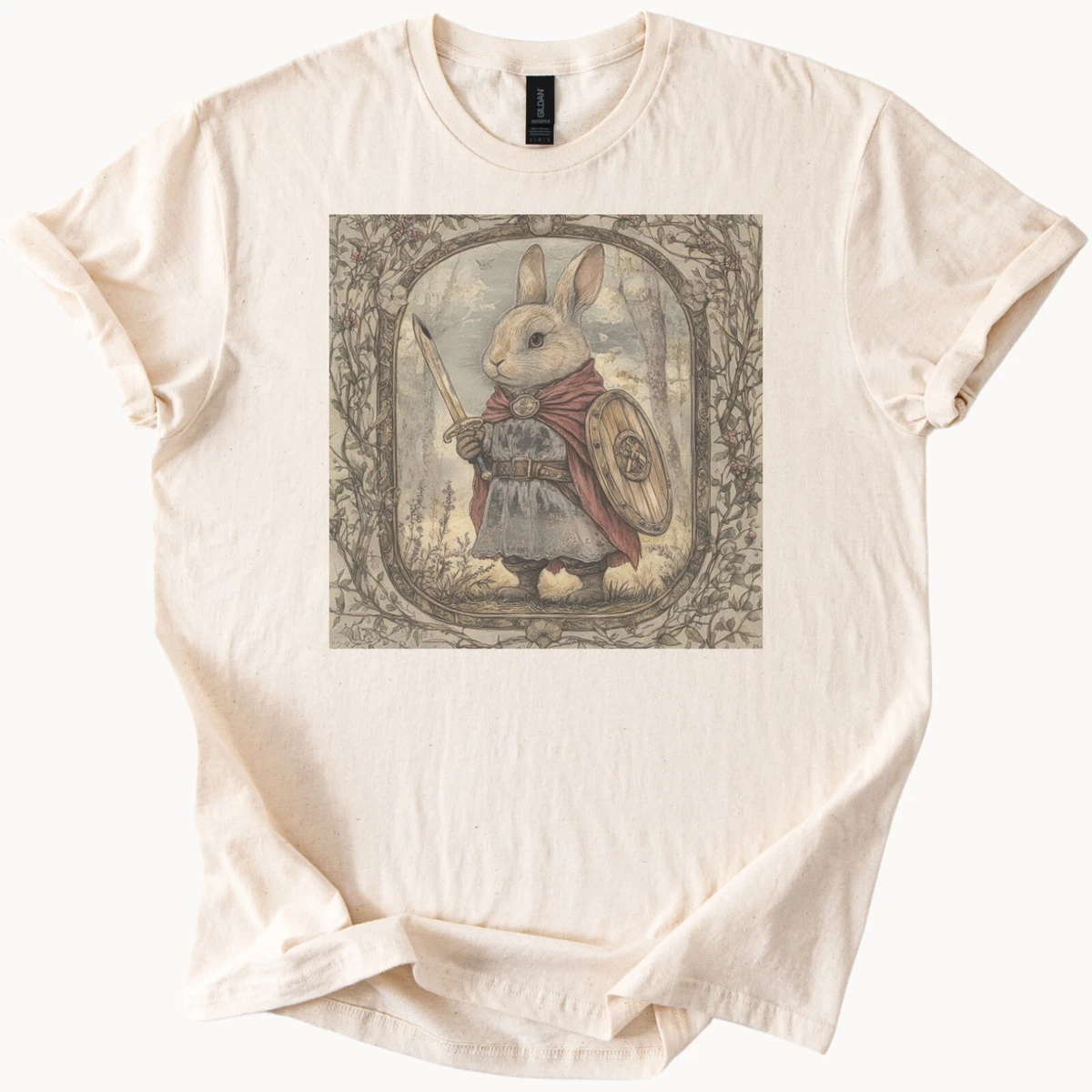 Fantasy Warrior Bunny Holding Sword And Shield Medieval Rabbit Graphic ...