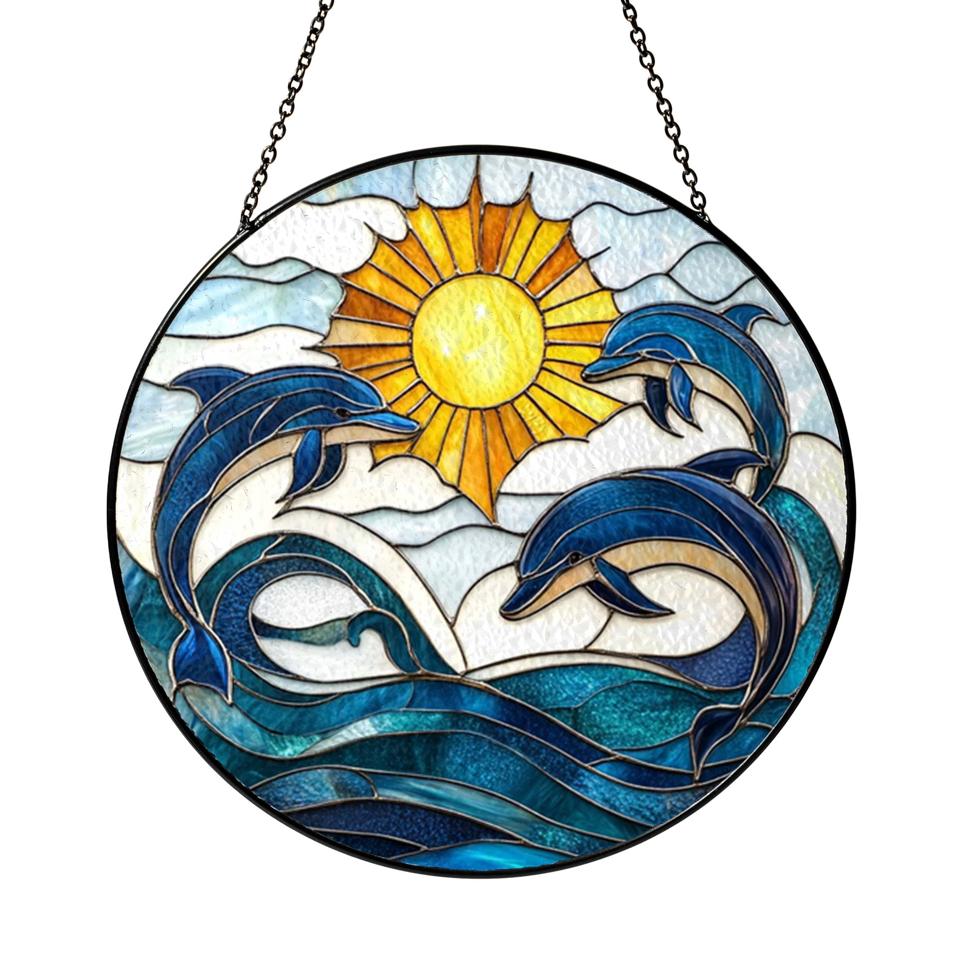 Fantasy Whale Stained Glass Window Decor – Handmade Summer Coastal ...
