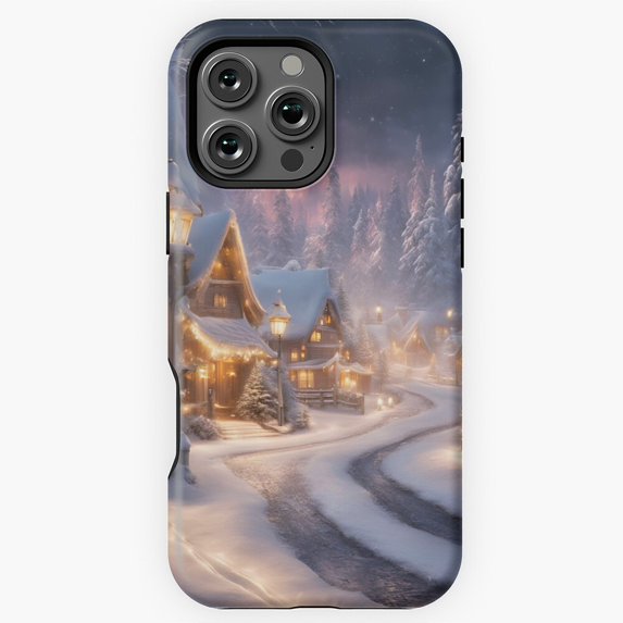 Fantasy Winter Citadel Scene Phone Case for iPhone 11 12 13 14 15 16 17 ...