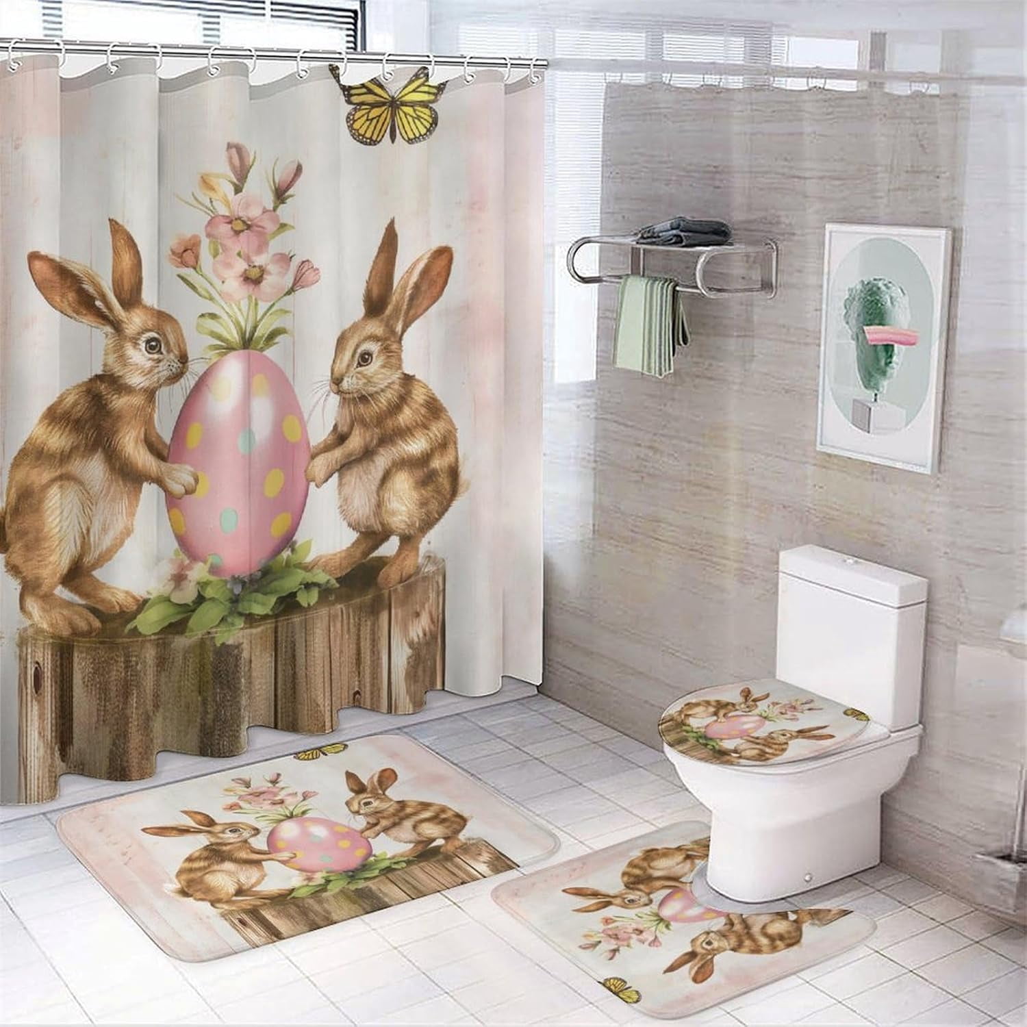 Fantasy Wolf Shower Curtain Sets with Rugs 4 Piece, Decor for Bathroom ...
