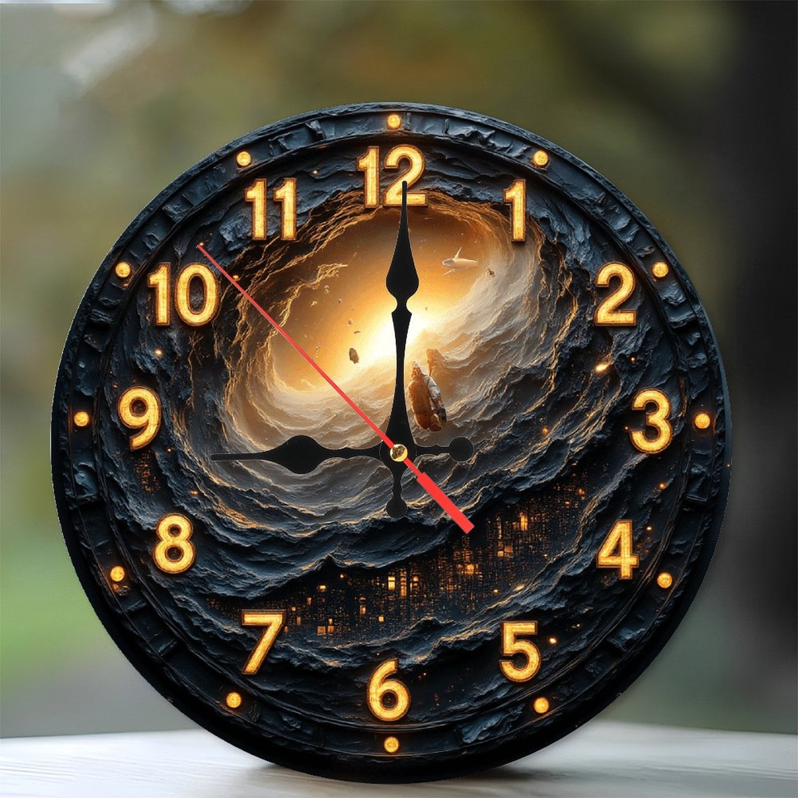 Fantasy World Clock Wall Art Decor 10-Inch Silent Wooden Wall Clock, Battery Operated (AA ...