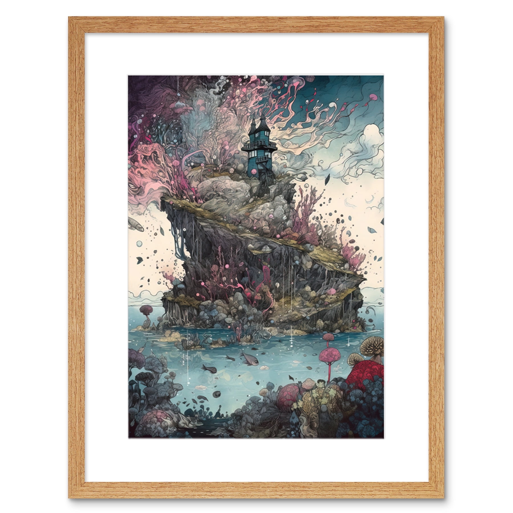 Fantasy World Coastal Island Landscape Nymph House Magical Marine Life ...