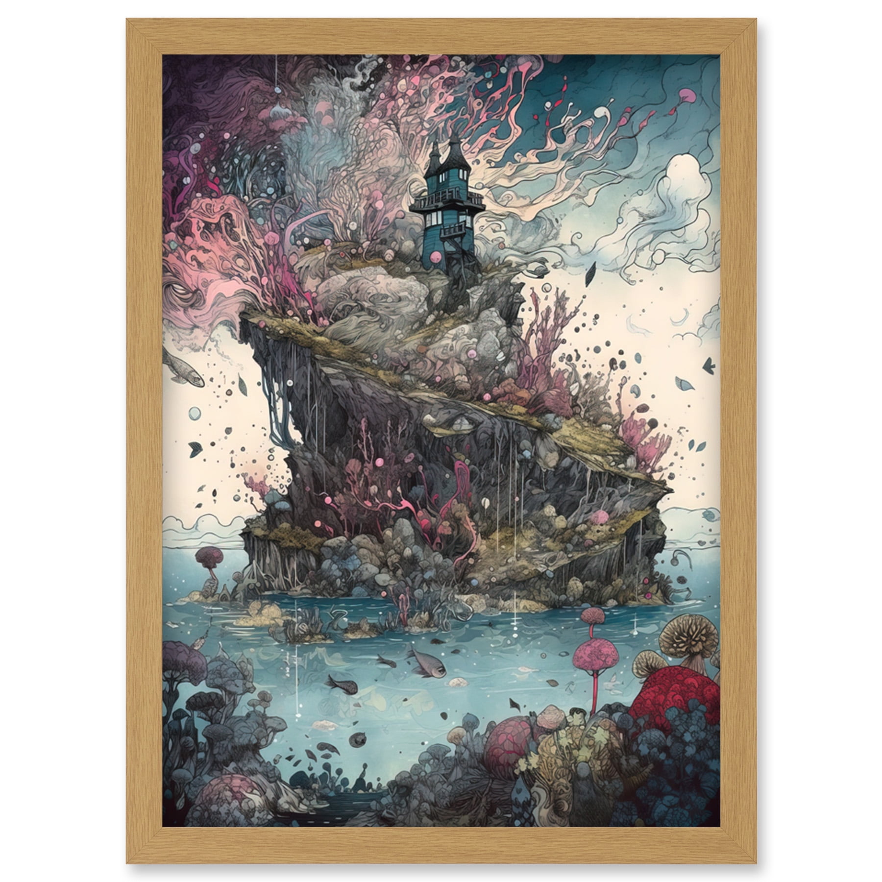 Fantasy World Coastal Island Landscape Nymph House Magical Marine Life ...