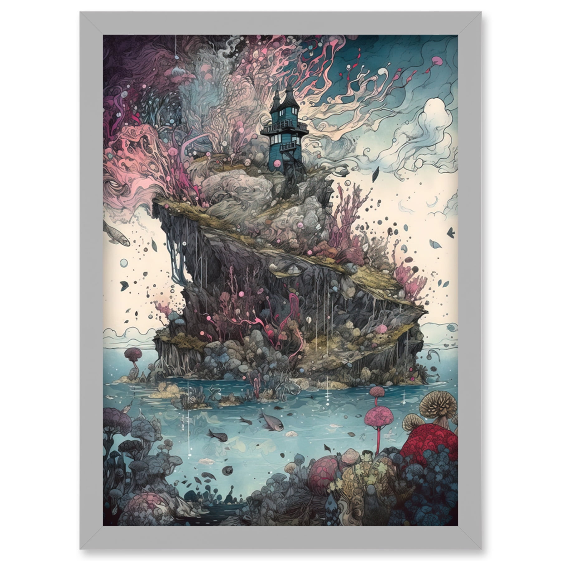 Fantasy World Coastal Island Landscape Nymph House Magical Marine Life ...