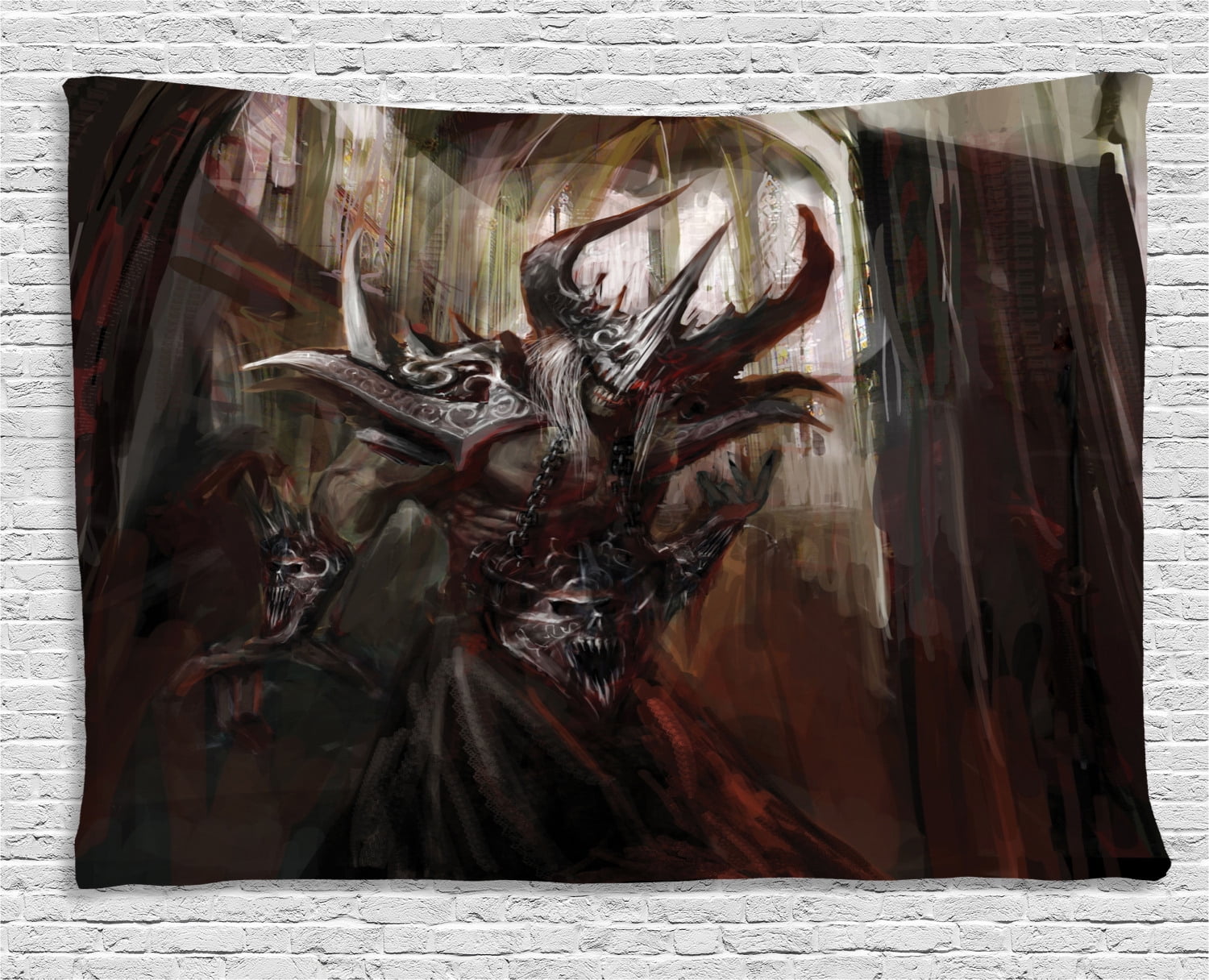 Fantasy World Decor Tapestry, Armored Evil Monster Cathedral ...