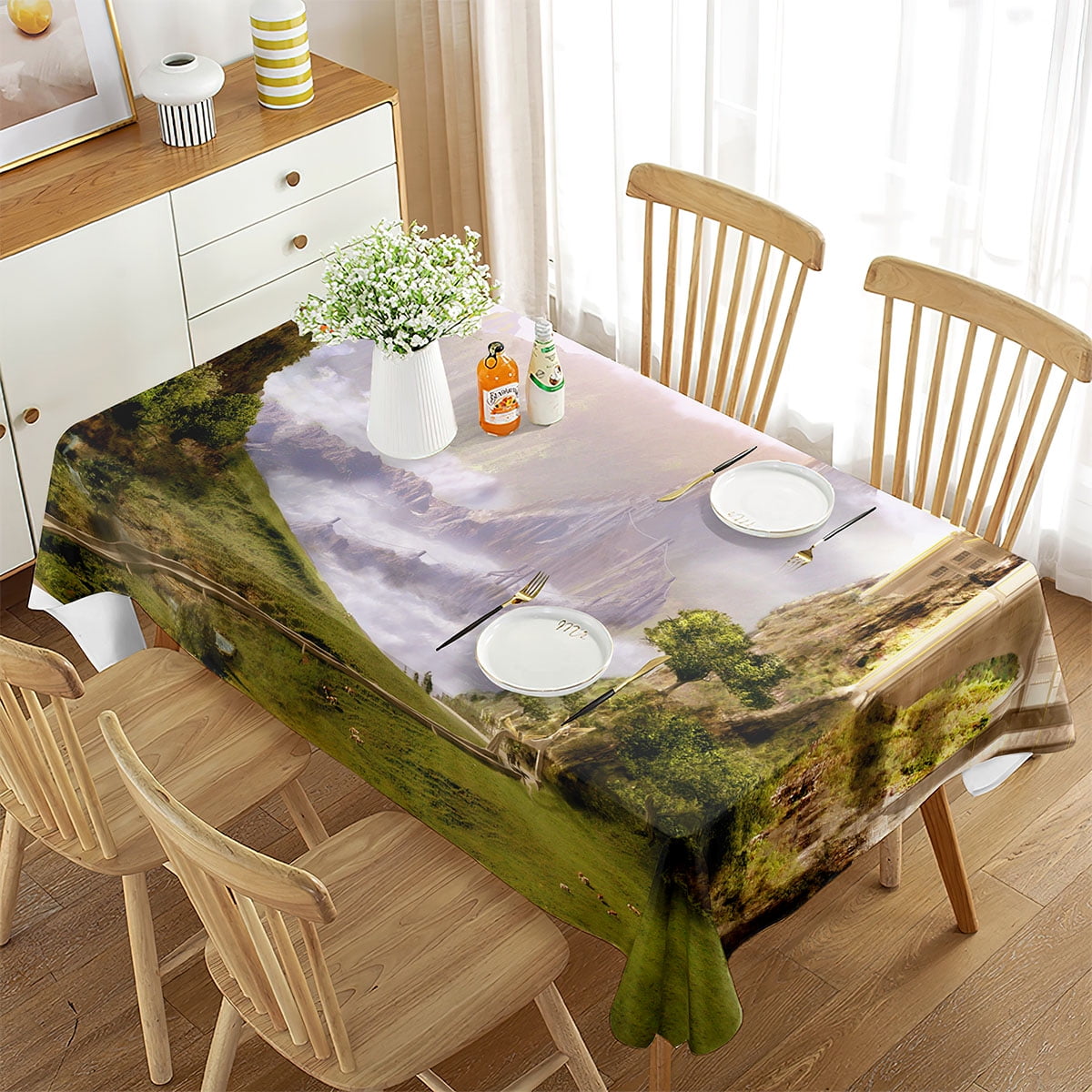Fantasy World Tablecloth Wonderland Forest with Elves Universe Theme ...