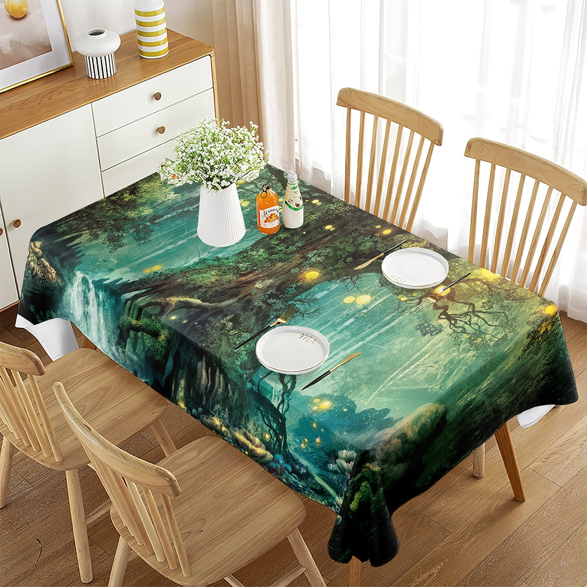 Fantasy World Tablecloth Wonderland Forest with Elves Universe Theme ...