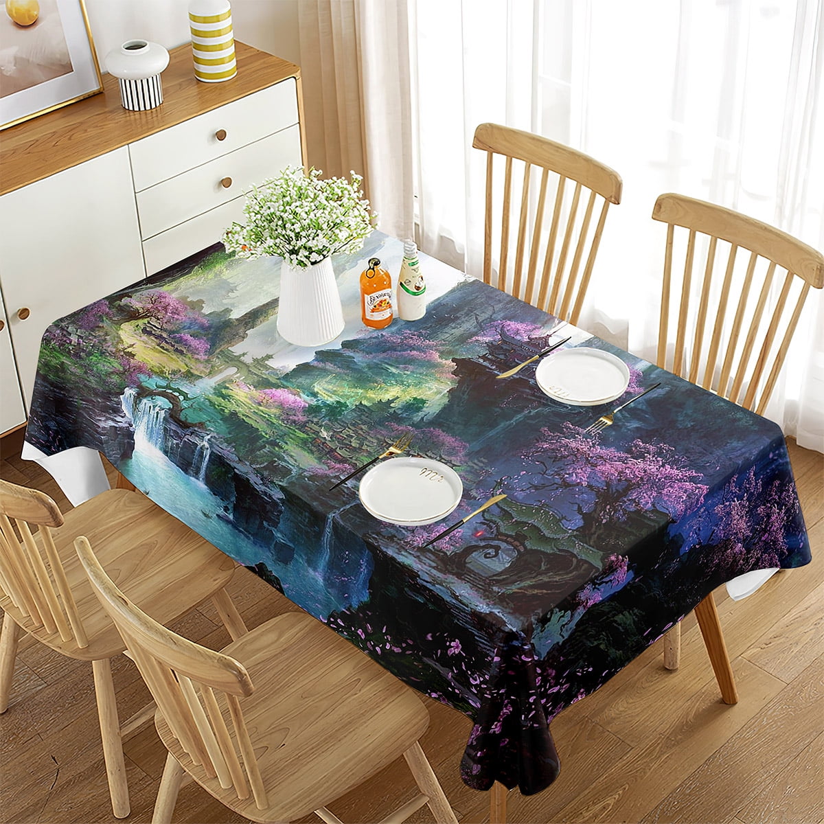 Fantasy World Tablecloth Wonderland Forest with Elves Universe Theme ...