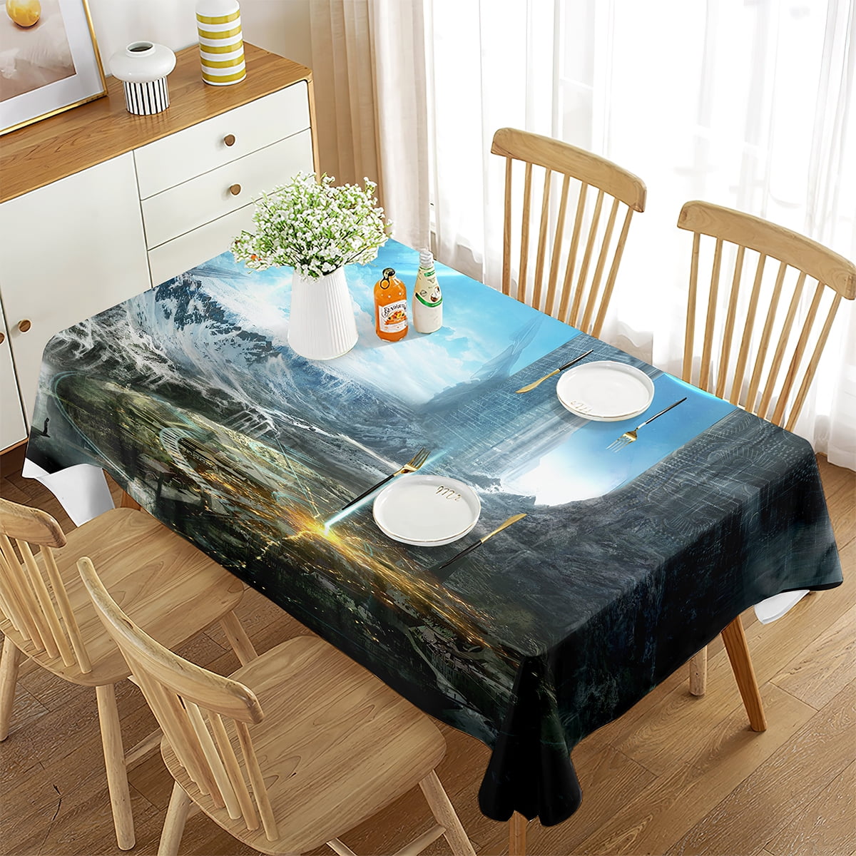 Fantasy World Tablecloth Wonderland Forest with Elves Universe Theme ...