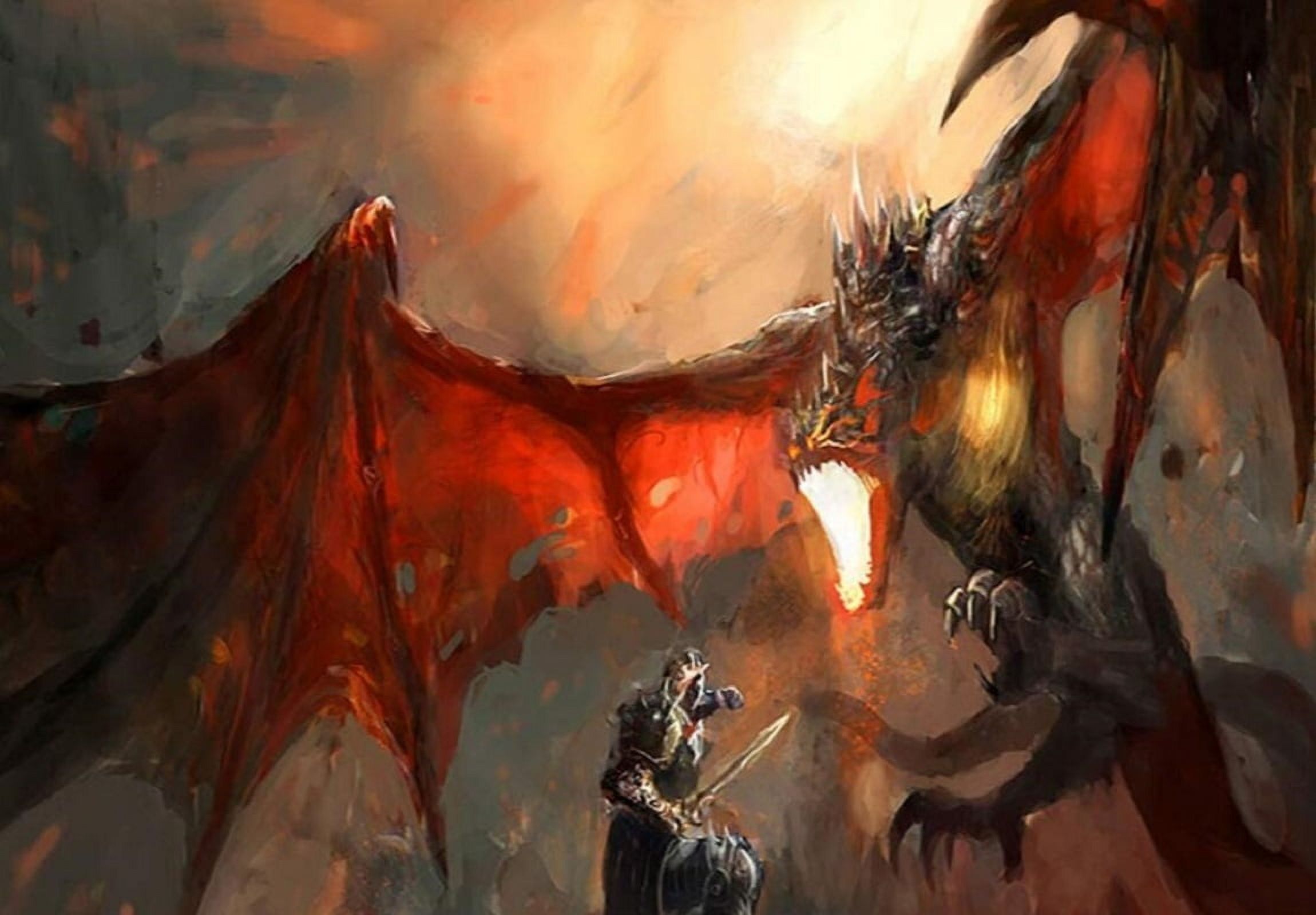 Fantasy World Tapestry Red Dragon Background Custom Birthday Backdrop ...