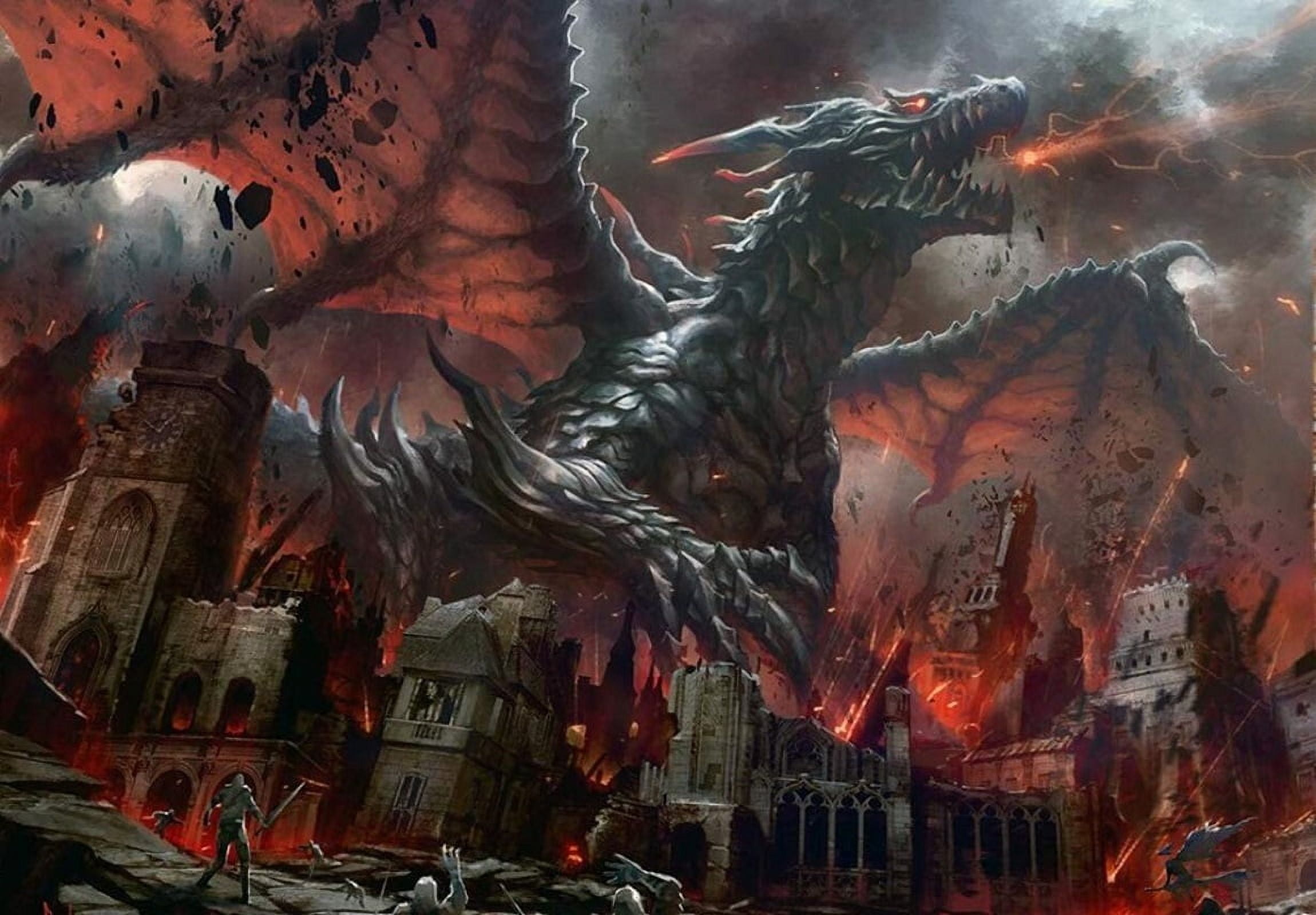 Fantasy World Tapestry Red Dragon Background Custom Birthday Backdrop ...