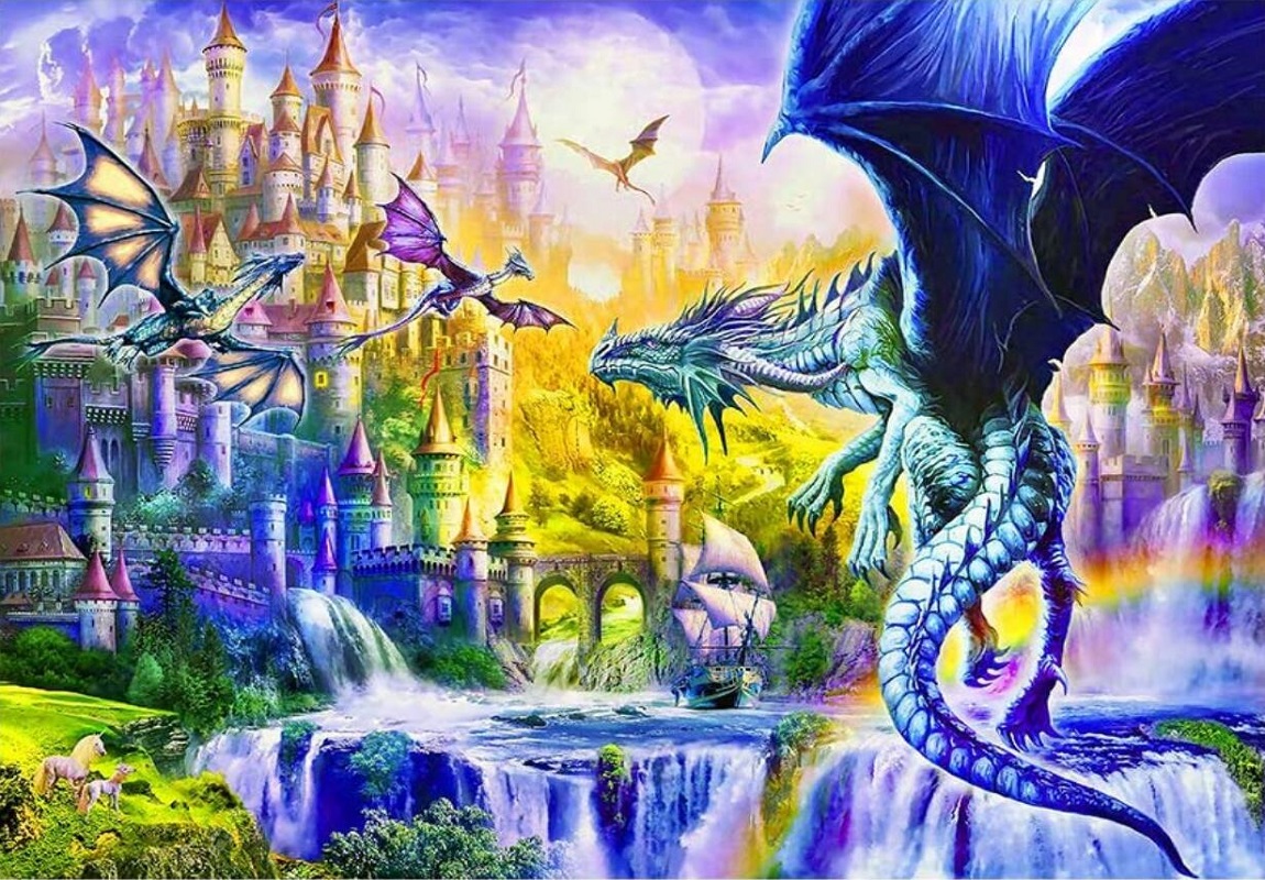 Fantasy World Tapestry Red Dragon Background Custom Birthday Backdrop ...