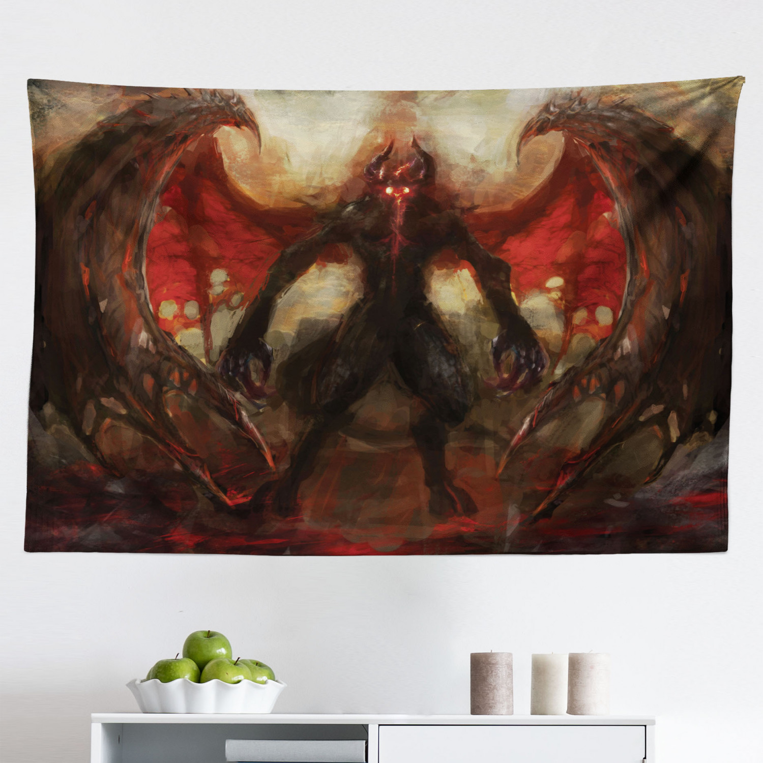 Fantasy World Tapestry, Thunder Wrath in Viking Thorn Ship Floating in ...