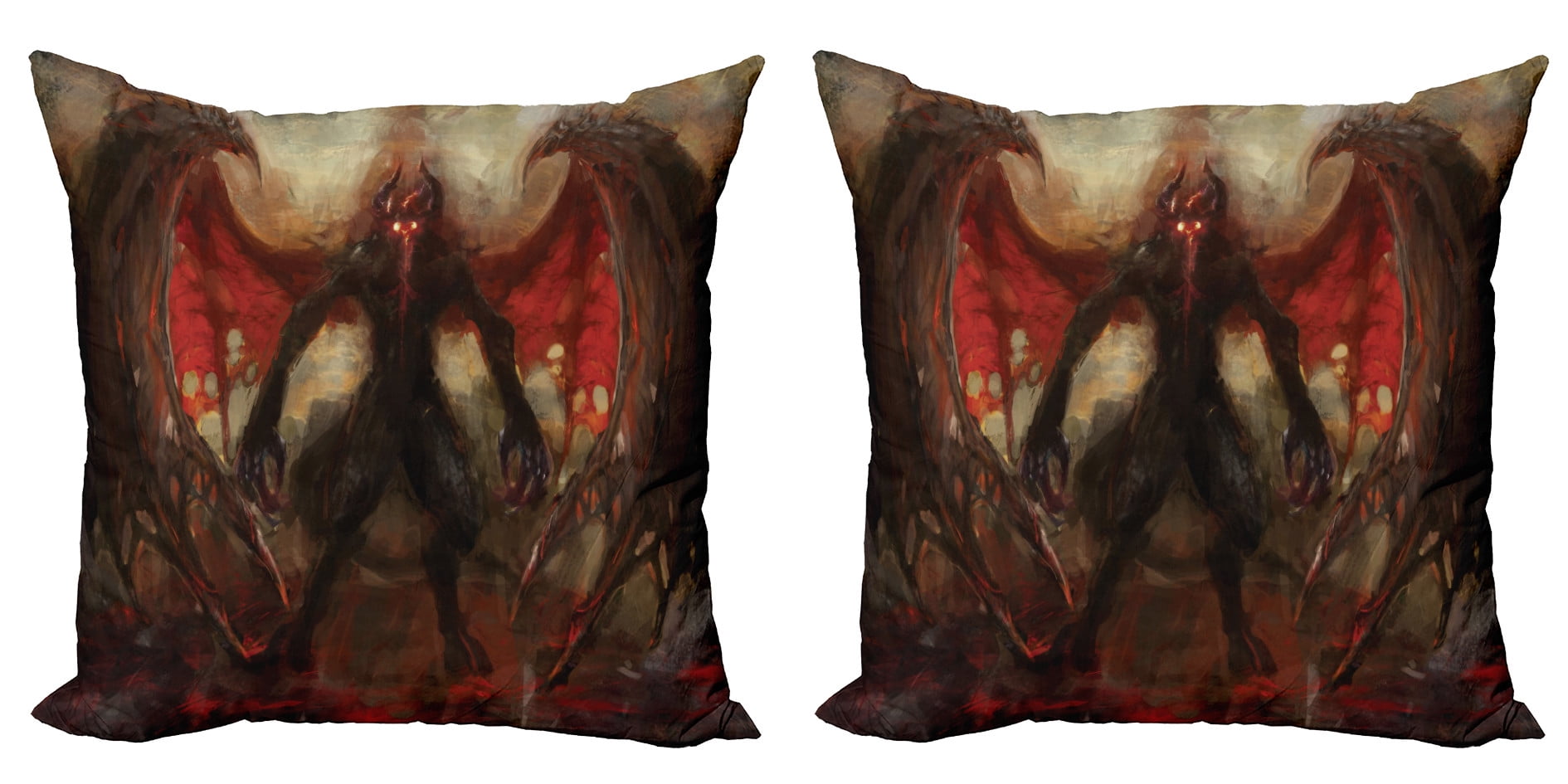 Ambesonne Fantasy Throw Pillow Cover 2 Pack, Devil Wings Themed Design ...