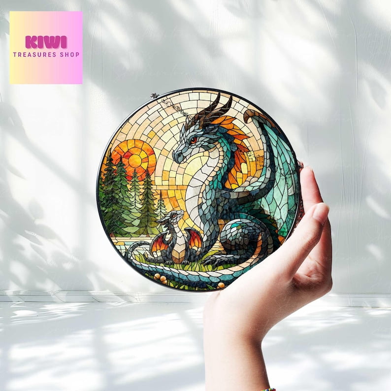 Fantasy dragon GLASS Hanging, MOTHER of dragons glass suncatcher ...
