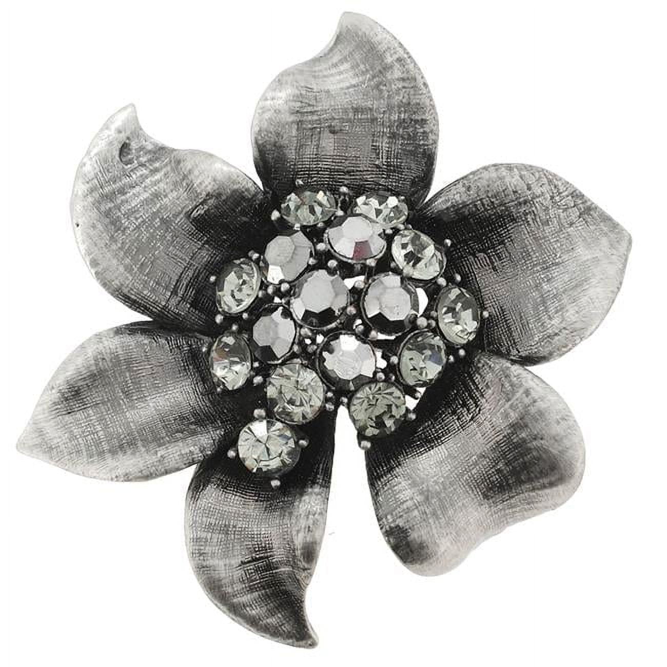 Fantasyard Antique Style Flower Crystal Pin Brooch - Black - 2.25 x 2. ...