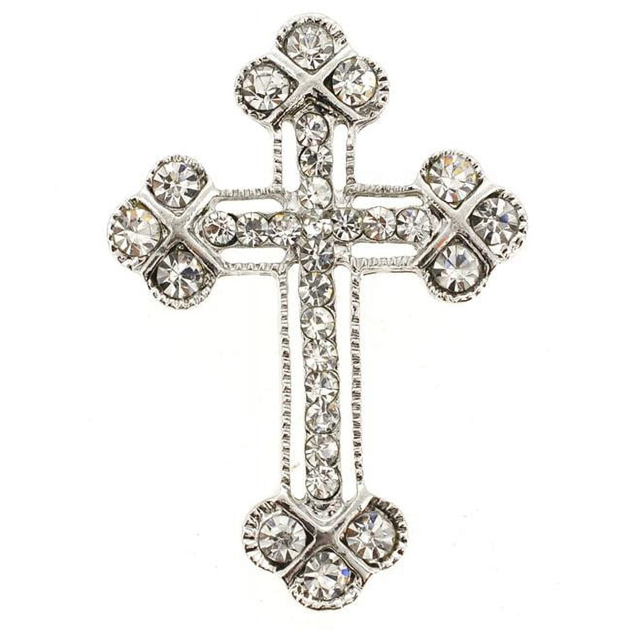 Fantasyard Crystal Cross Brooch & Pendant - Silver - 1.125 x 1.75 in ...