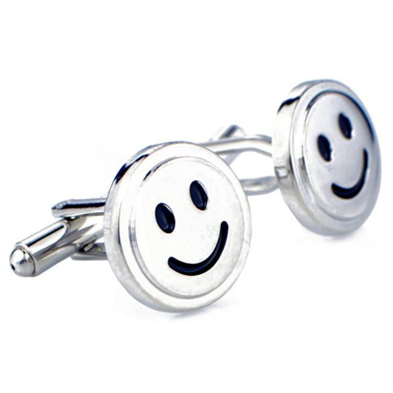 Fantasyard Happy Smiley Face Silver Emoticon Cufflinks - 0.7 x 0.7 in ...
