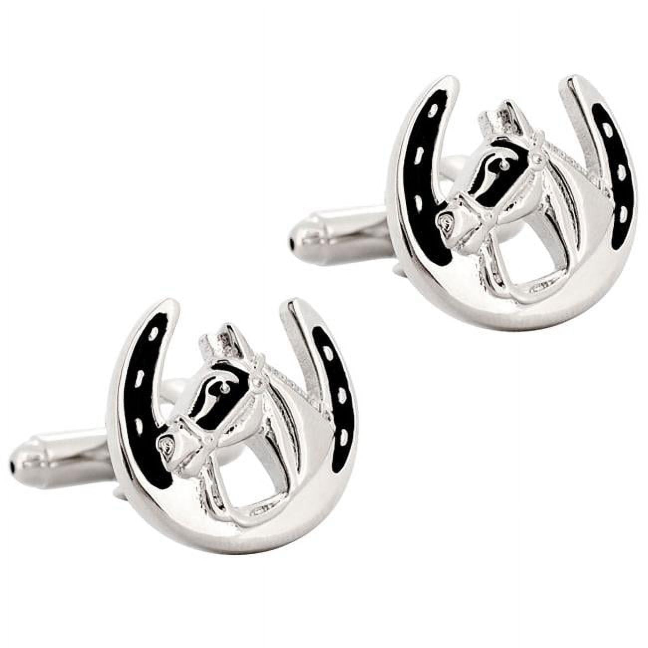 Fantasyard Horseshoe & Horse Head Cuff-Links - Silver - 0.625 x 0.625 ...