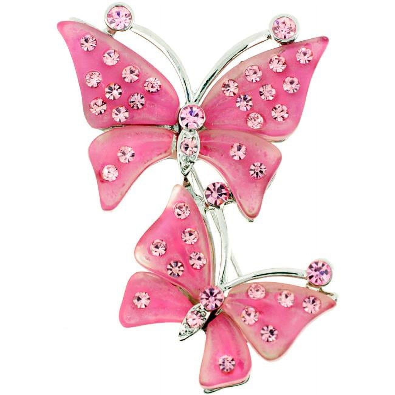 Fantasyard Rose Couple Butterfly Pin Brooch - Pink - 1.375 x 1.8755 in ...