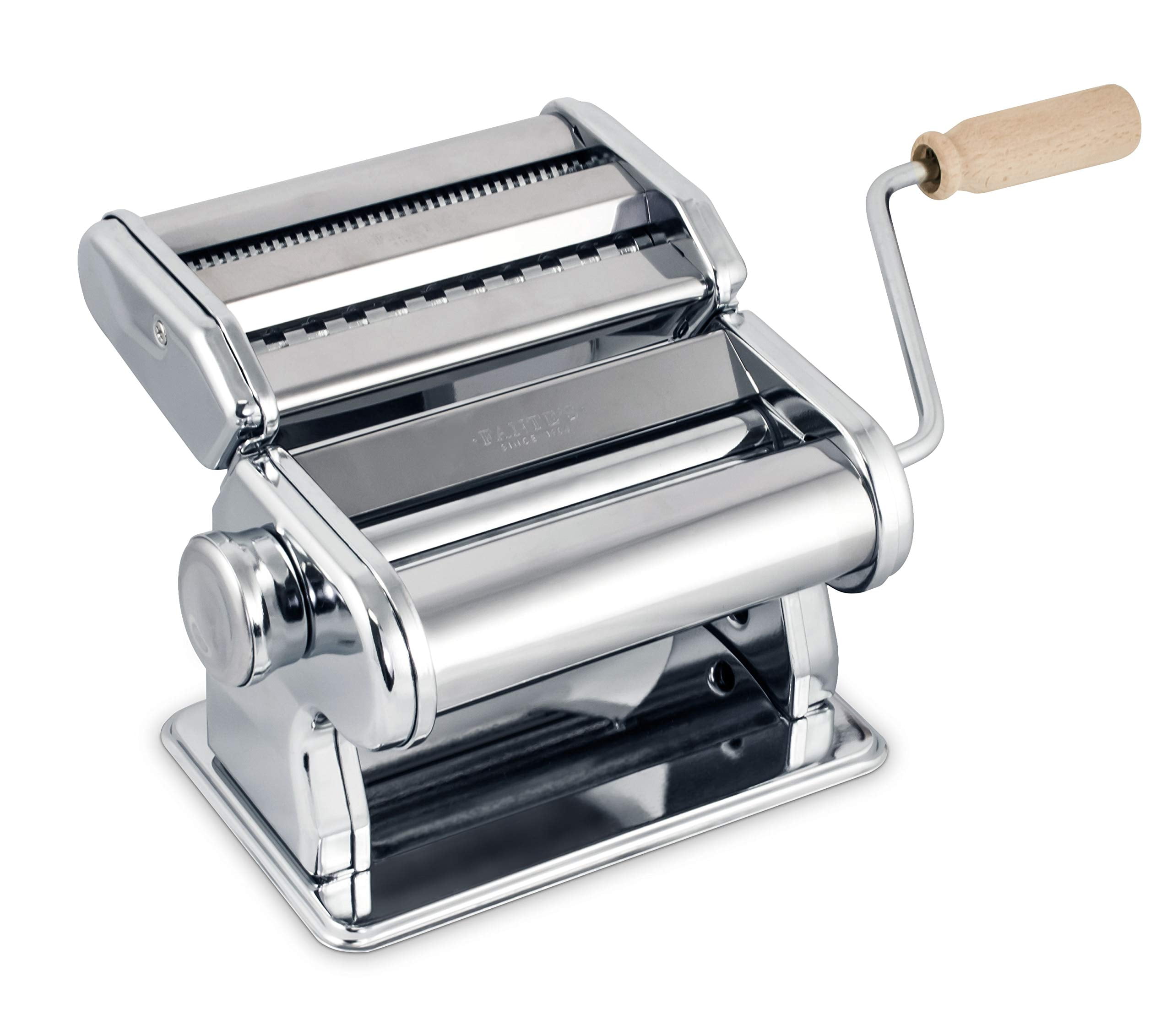 Fante’s Double Cutter Classic Pasta Maker, Hand-Crank Noodle Press with ...