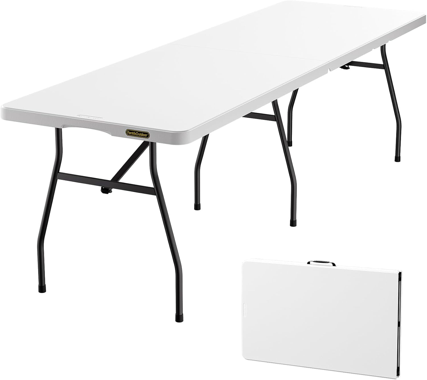 FanttikOutdoor 8ft Folding Table with Six Legs, 500 LBS Heavy Duty ...