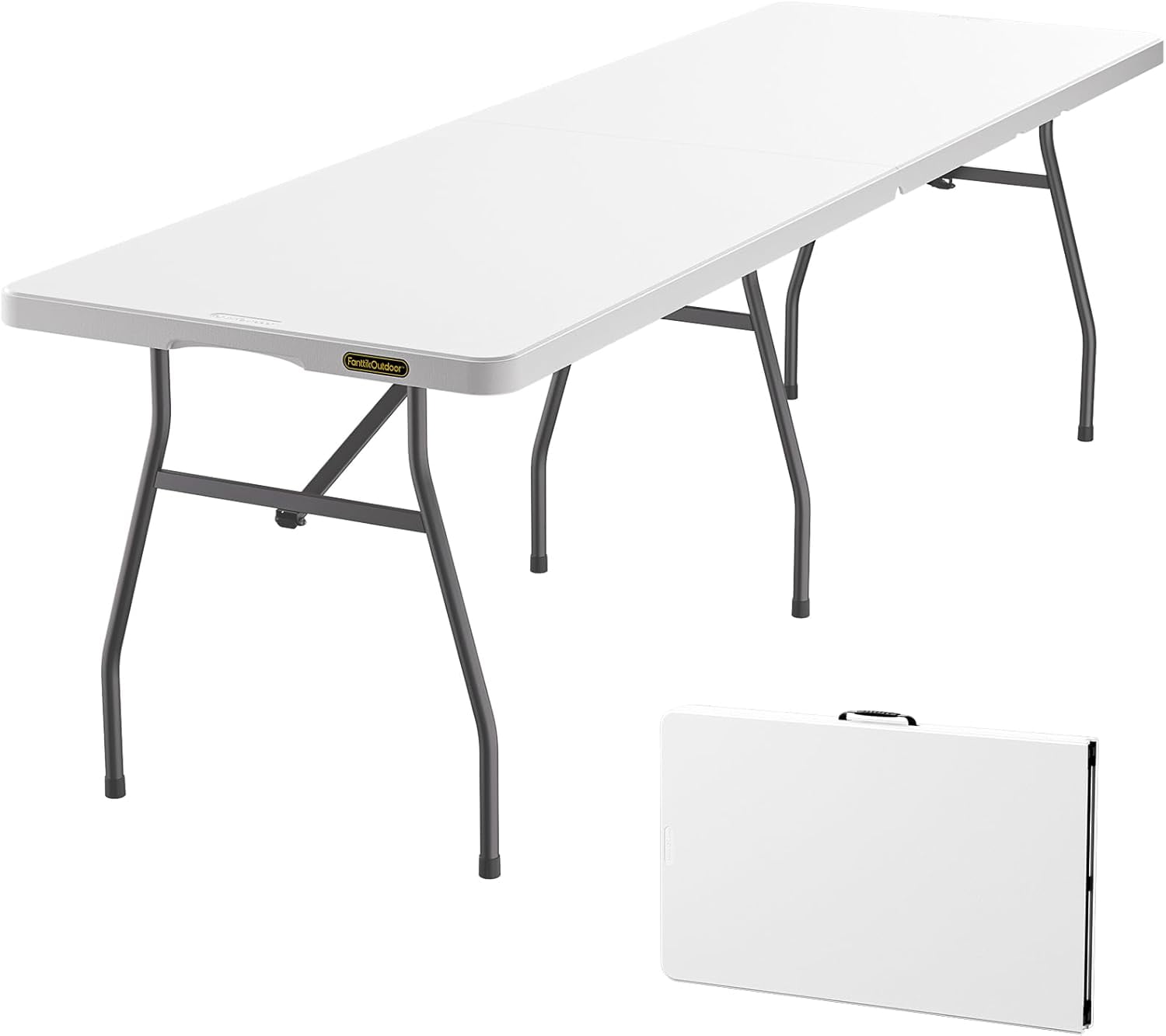 FanttikOutdoor 8ft Folding Table with Six Legs, 500 LBS Heavy Duty ...