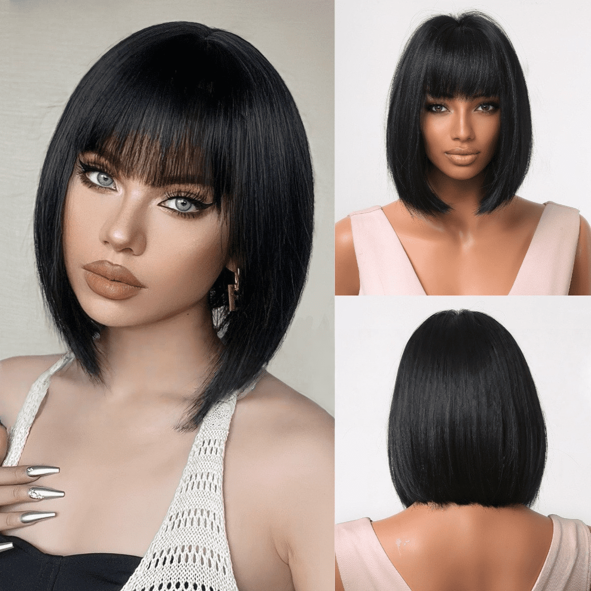 Fanty wig foreign trade black daily natural headband with bangs, big ...