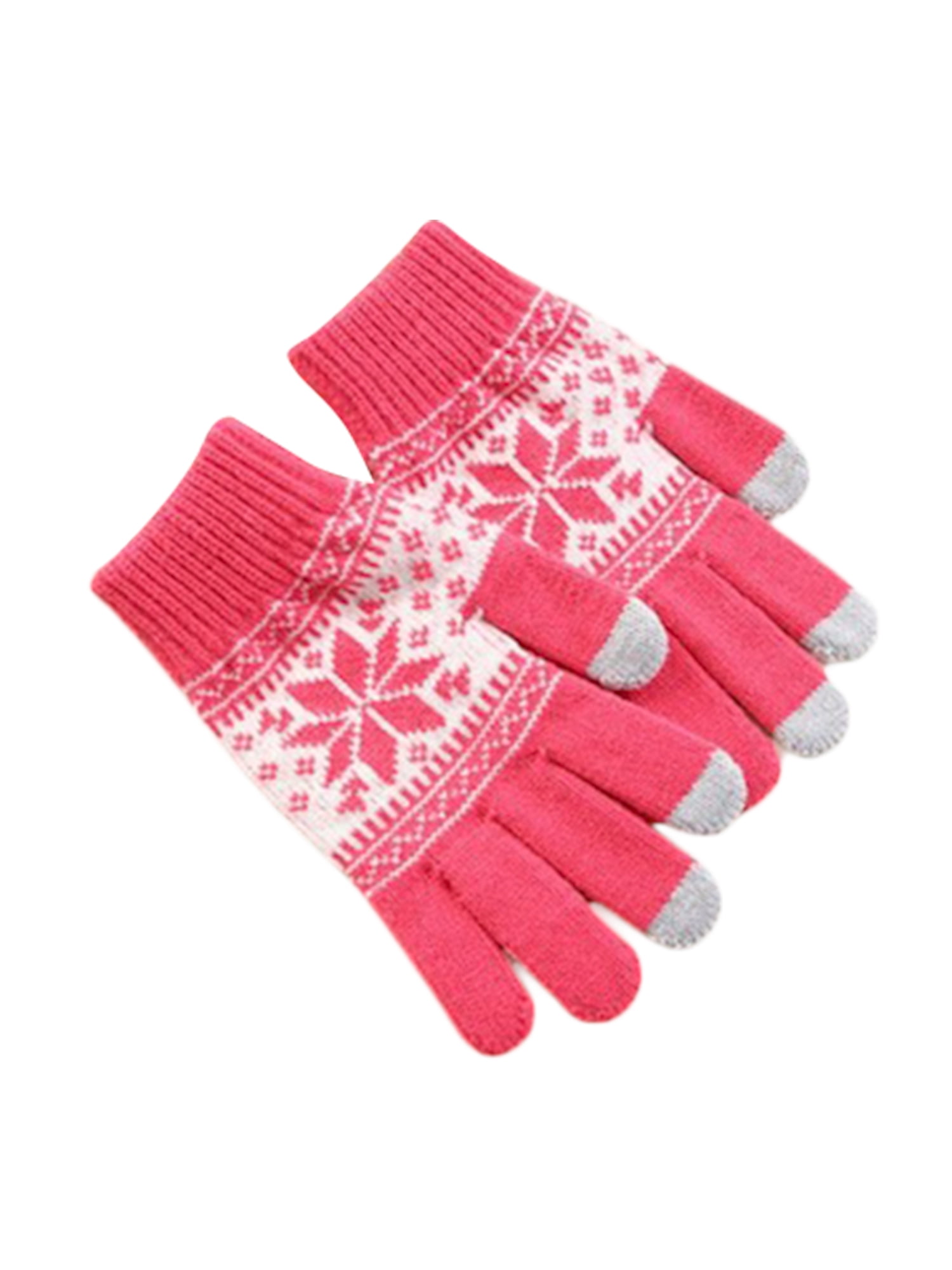 Fanvereka Women Girls Christmas Knitted Gloves Snowflake Print Winter ...