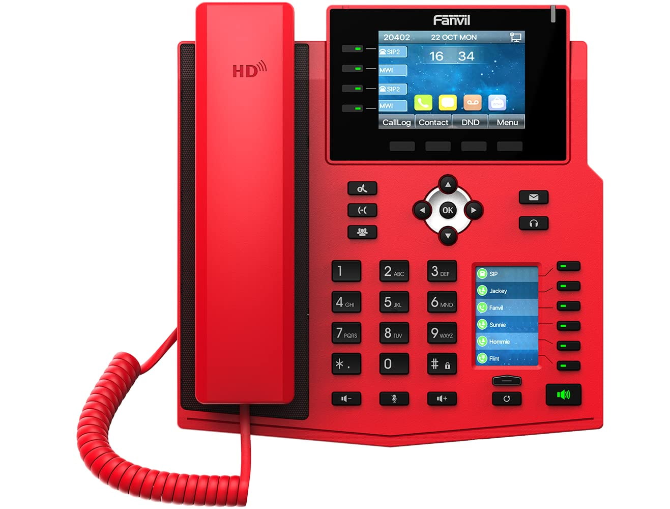 Fanvil X5U-R High-End VoIP Phone, 3.5-Inch Color Display, 2.4-Inch Side ...
