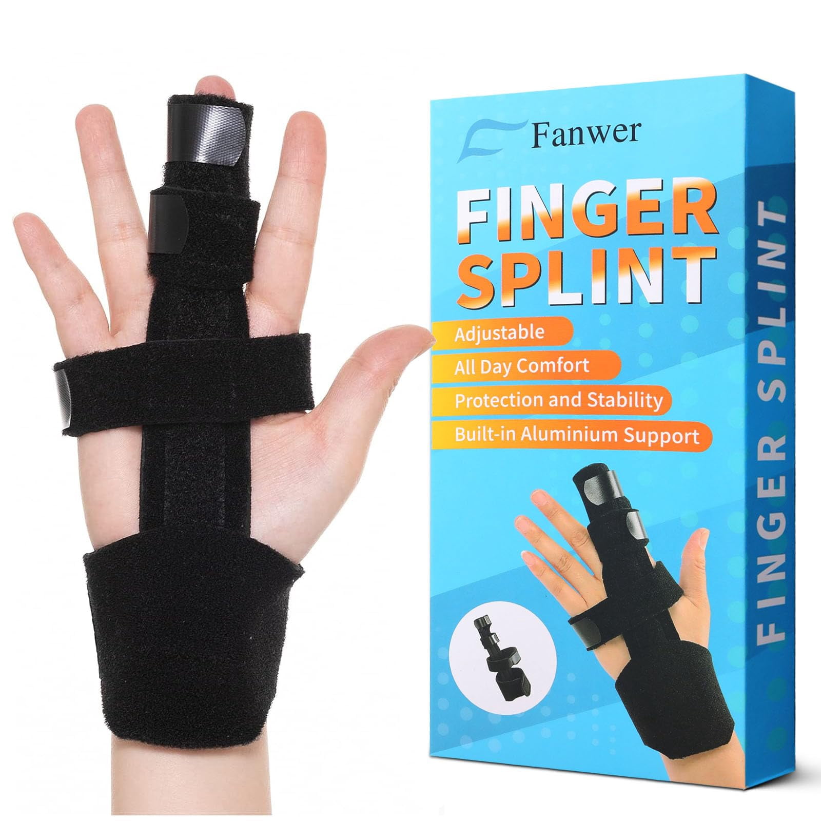 Fanwer Full Trigger Finger Splint, Reversible Middle Finger Extension ...