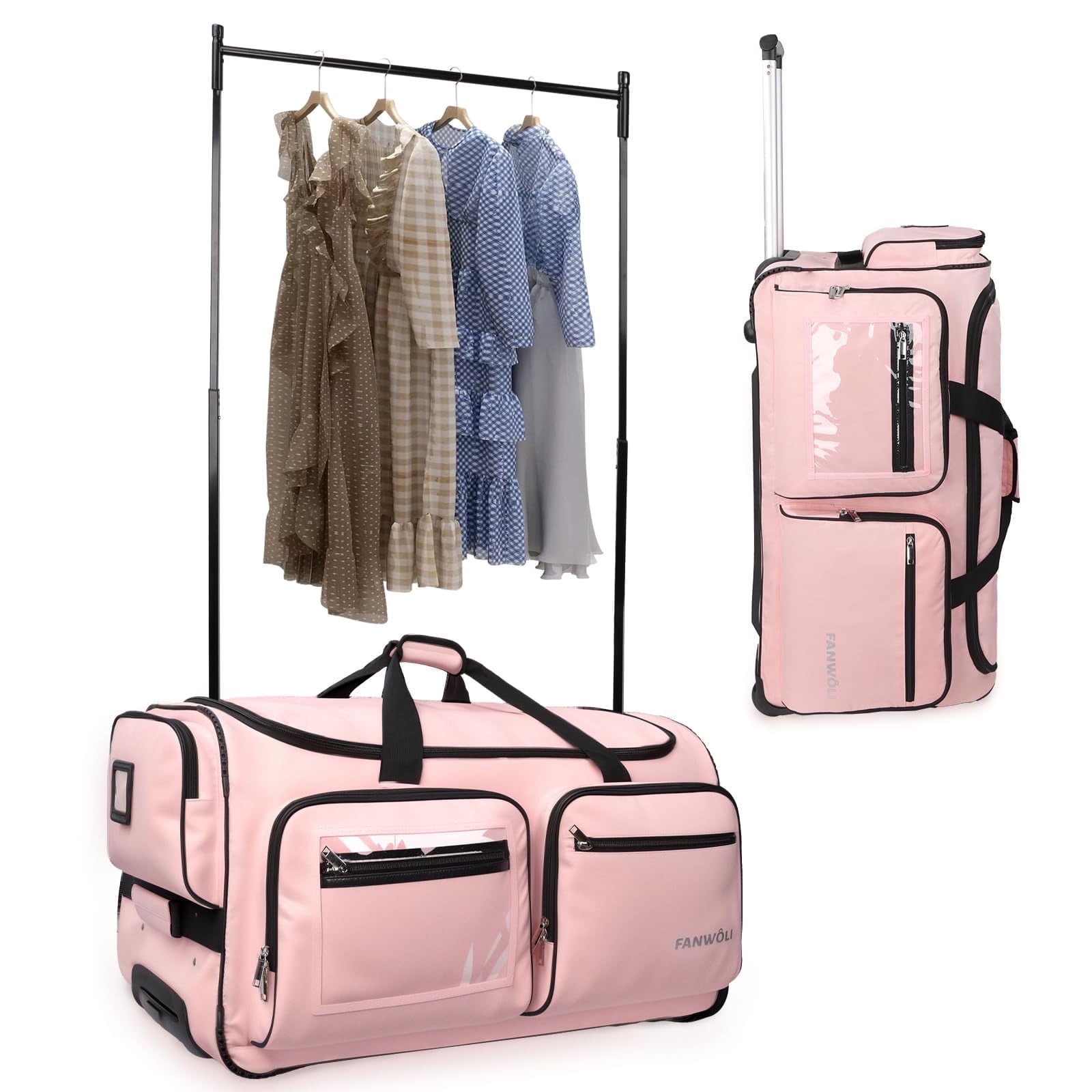 Fanwoli Dance Bag with Garment Rack - 28"Collapsible Rolling ...