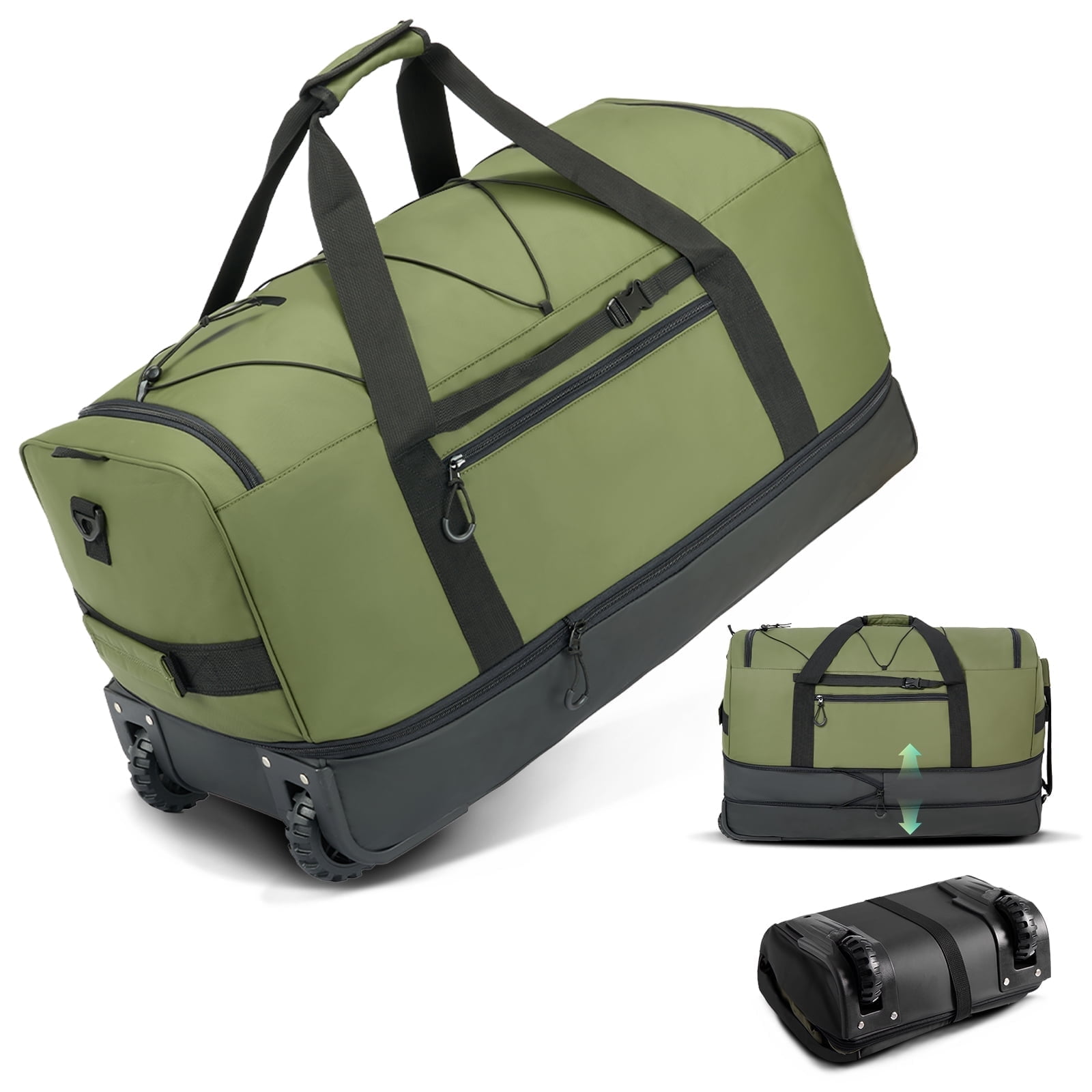 Fegat Foldable Rolling Duffel Bag,30'' Travel Duffel Bag Expandable ...