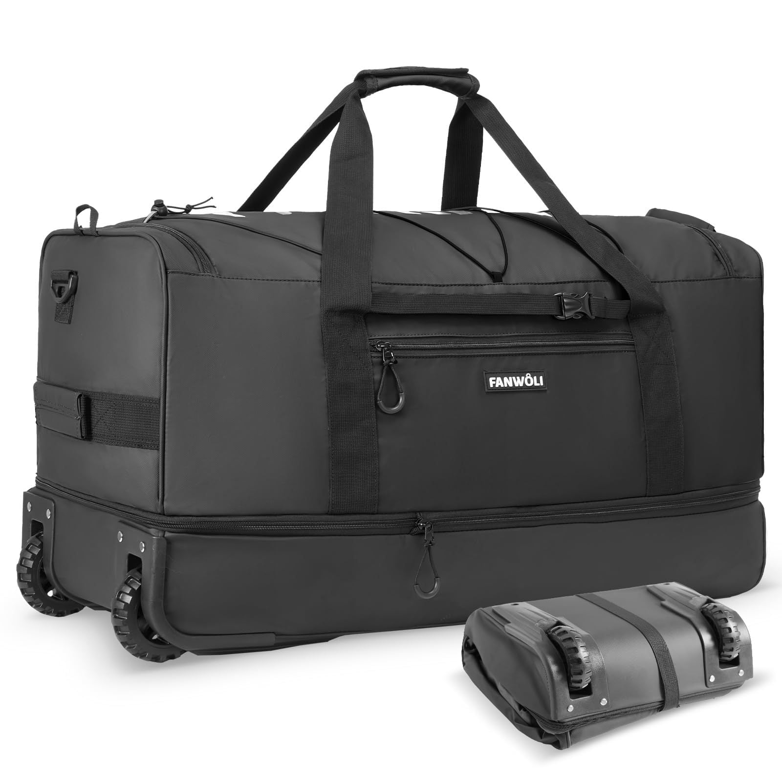 Fanwoli Foldable Rolling Duffel Bag, 32'' No-Sag Design for Heavy Loads ...