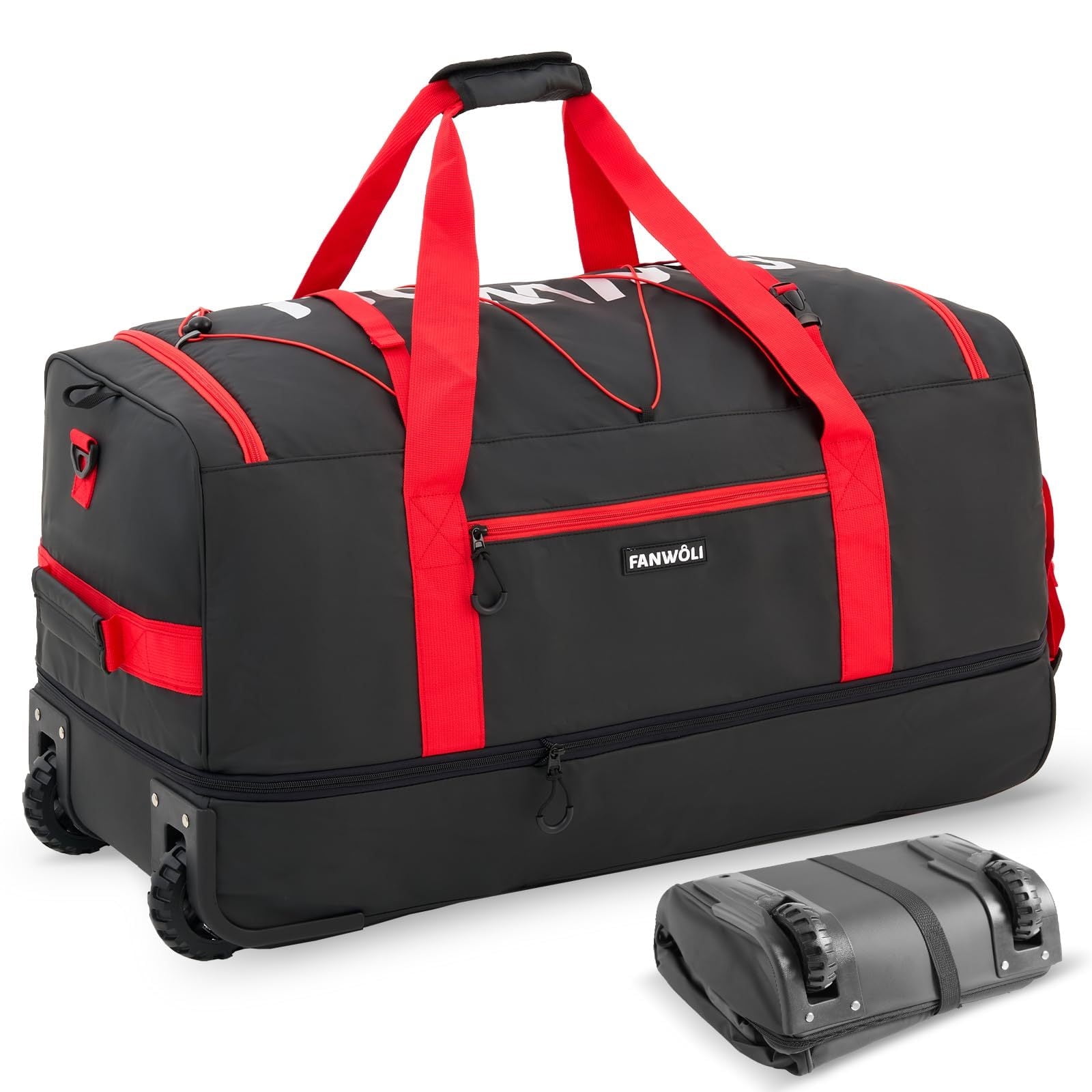 Fanwoli Foldable Rolling Duffel Bag, 32'' No-Sag Design for Heavy Loads ...