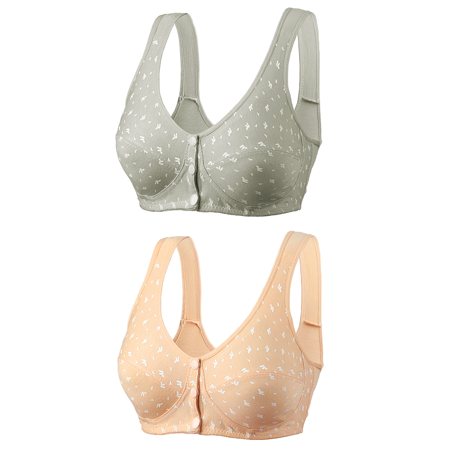 Fanxing 2 Pack Button Front Closure Everyday Bra for Women Post ...
