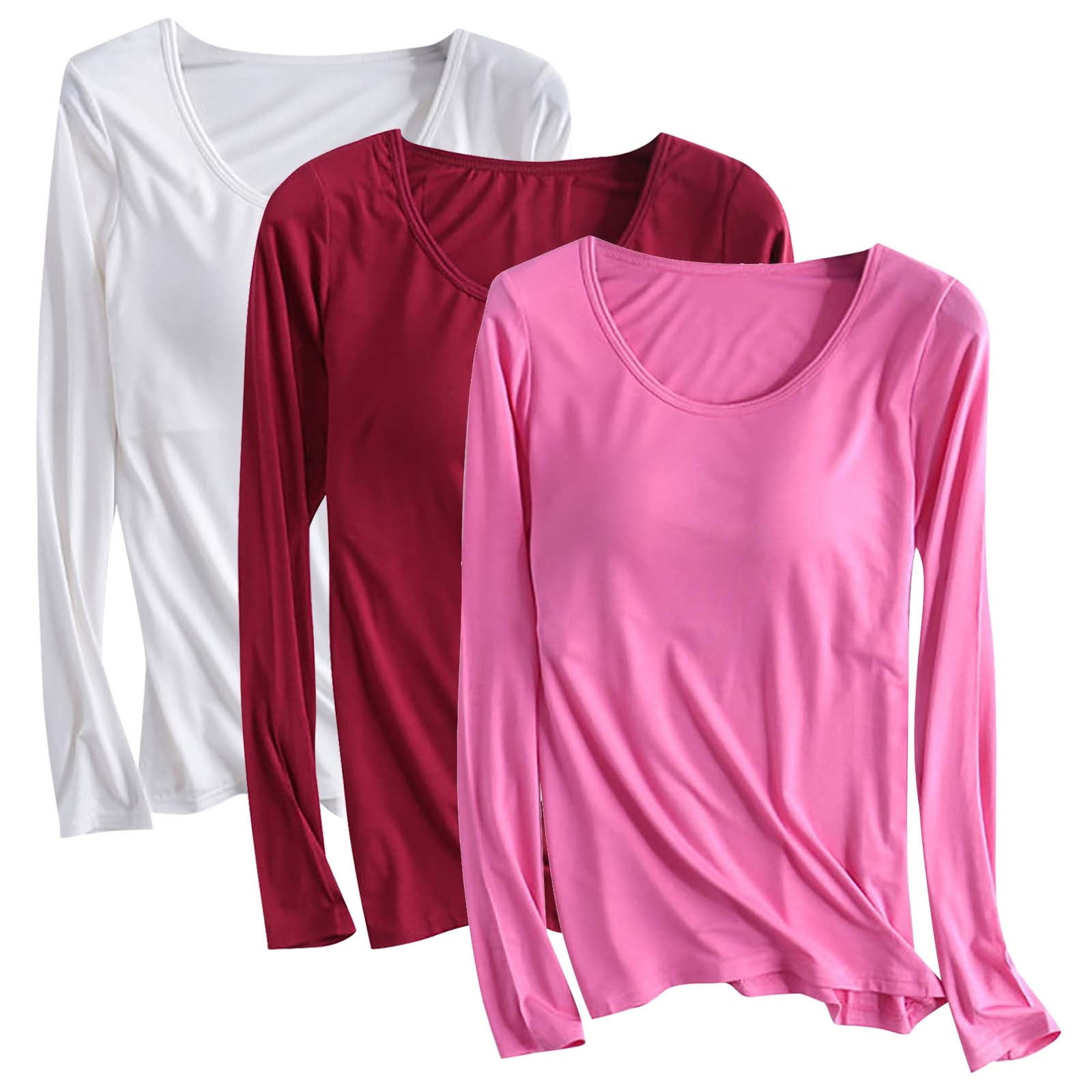 Fanxing 3 Pack Womens Long Sleeve Plus Size T Shirts Layering Tees Turtleneck Tops Fall Winter ...