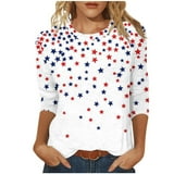 Fanxing American Flag Shirts for Women 2025 Summer Fourth July ...