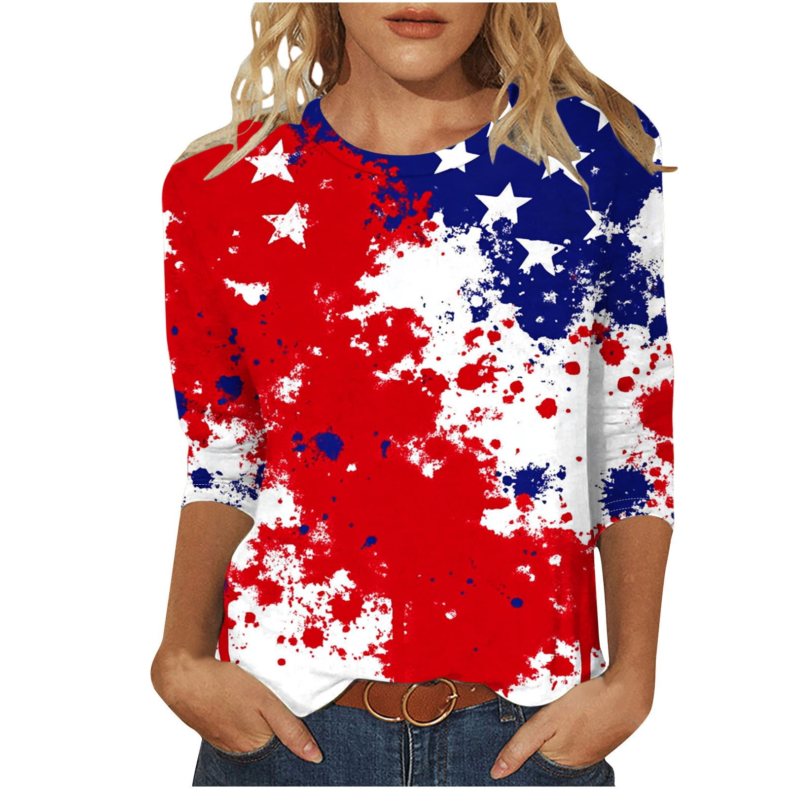 Fanxing American Flag Shirts for Women 2025 Summer Fourth July ...