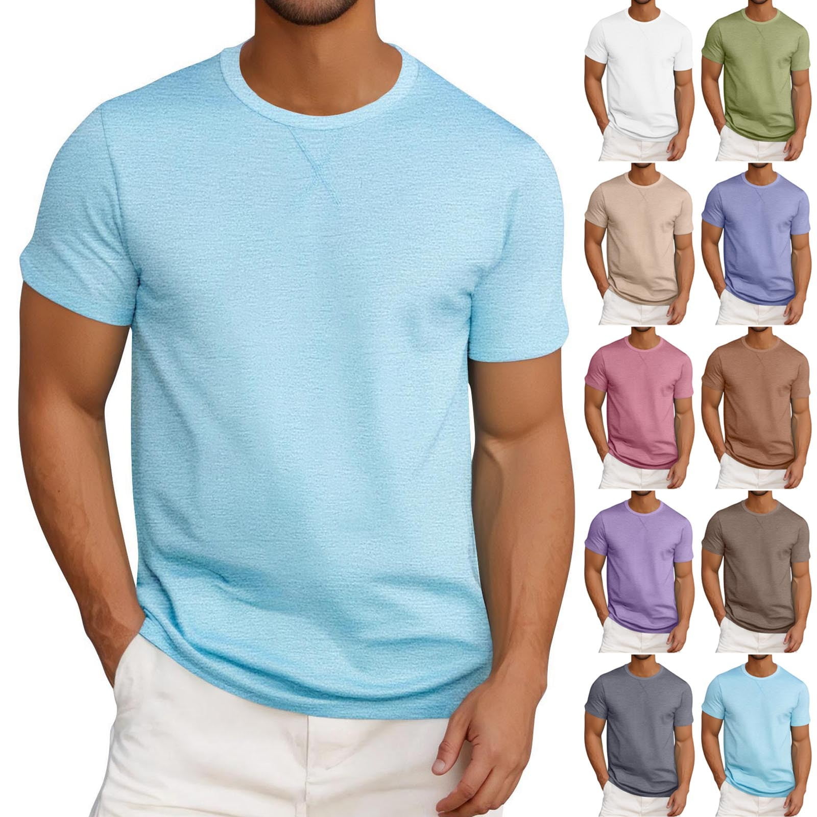 Fanxing Big And Tall T Shirts 5xl Brown Crew Neck T-Shirts Casual ...