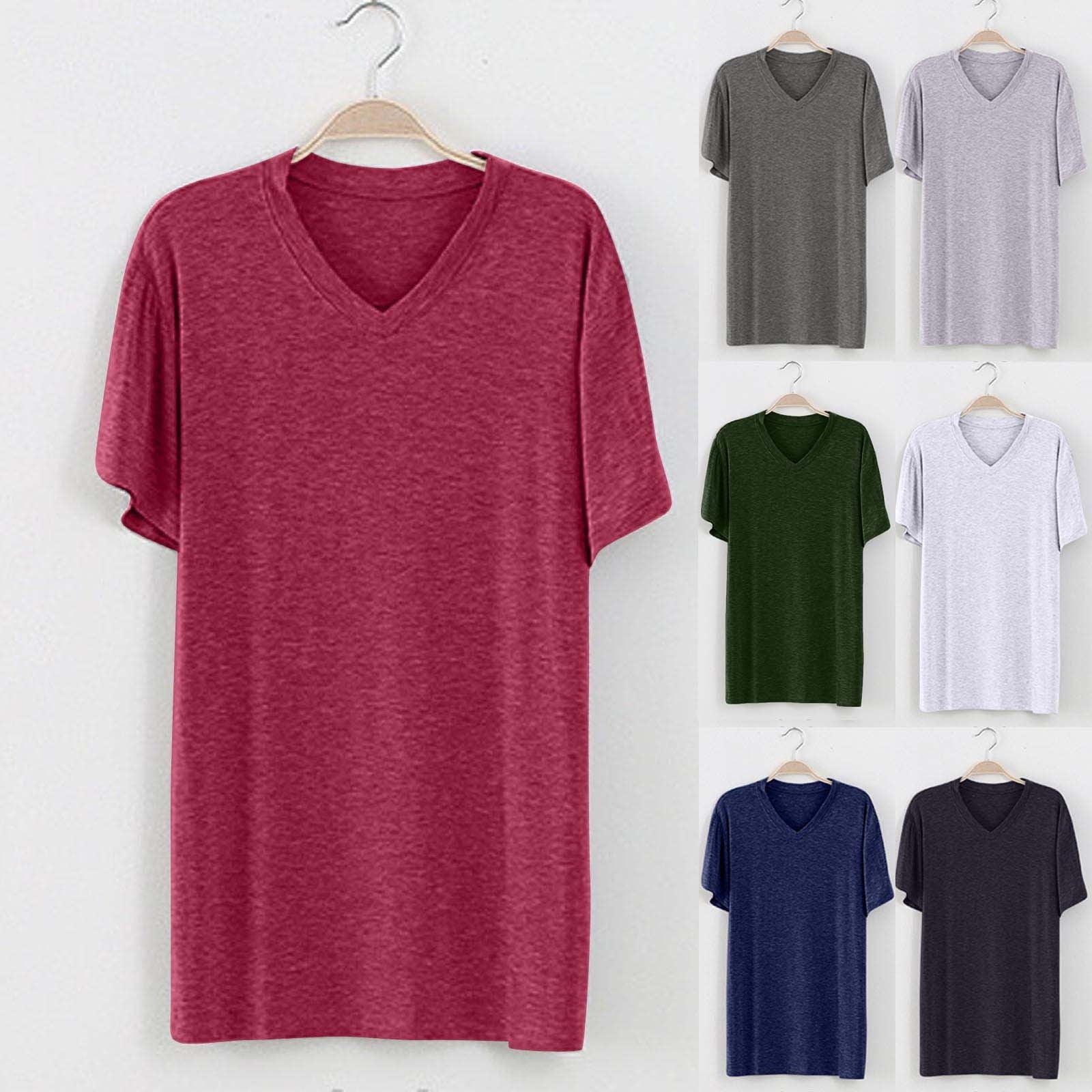 Fanxing Big And Tall T Shirts V Neck Navy Comfort Short Sleeve Tshirts ...