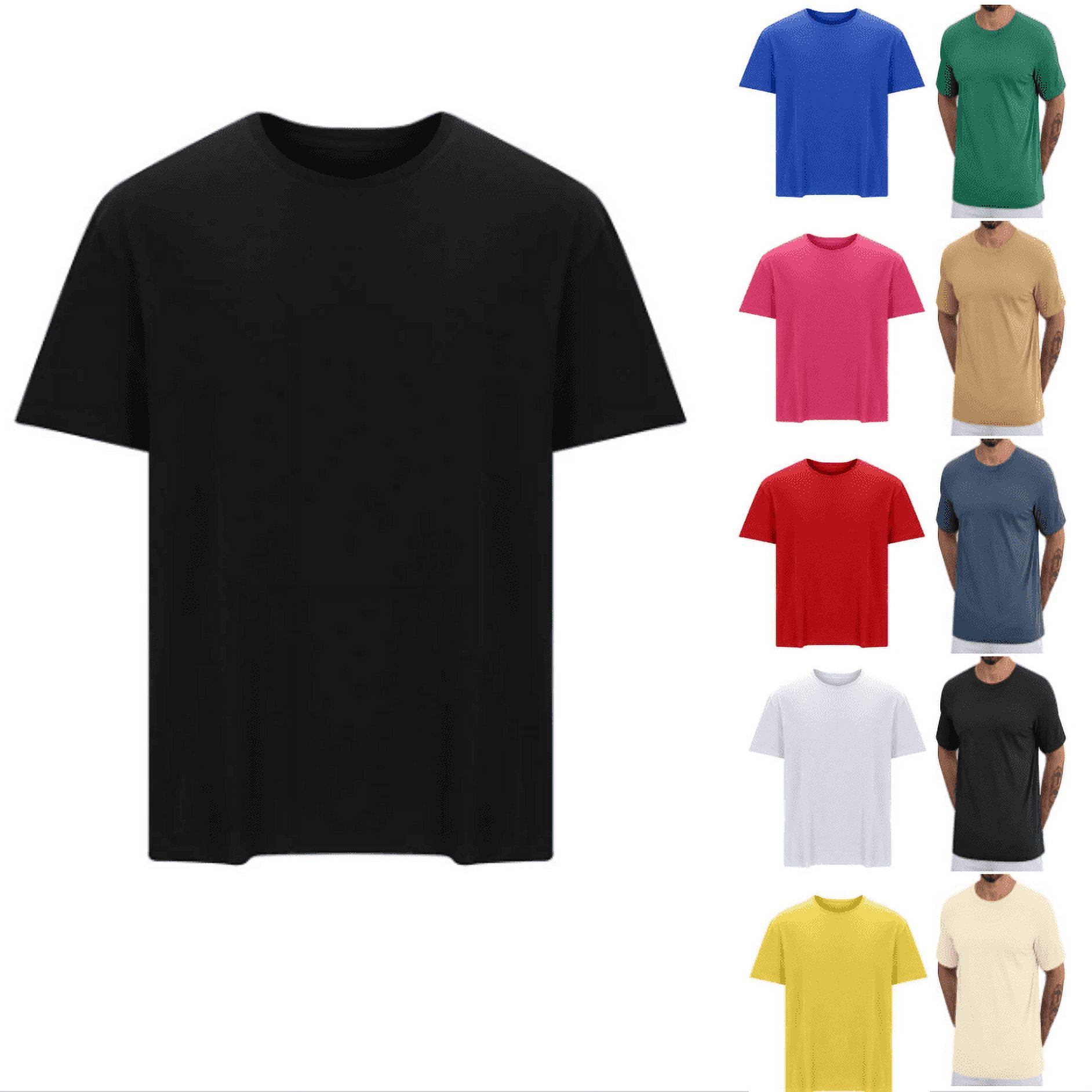 Fanxing Big & Tall Mens Shirts Mens Gym Workout Tees Big and Tall T-Shirt Slim Fit Short Sleeve ...