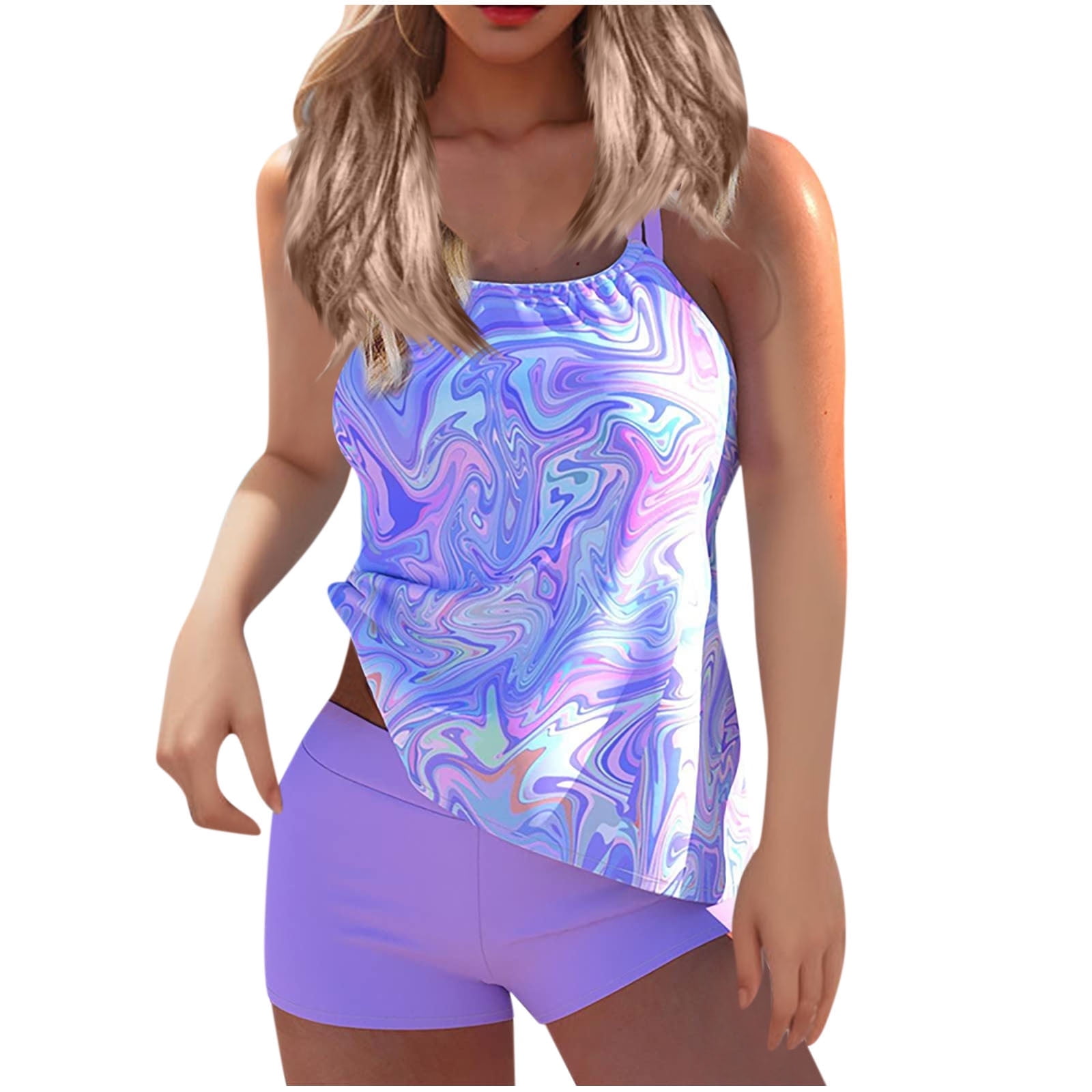 Fanxing Christmas Deals Womens Plus Tankini Swimsuits Tops with Padded ...