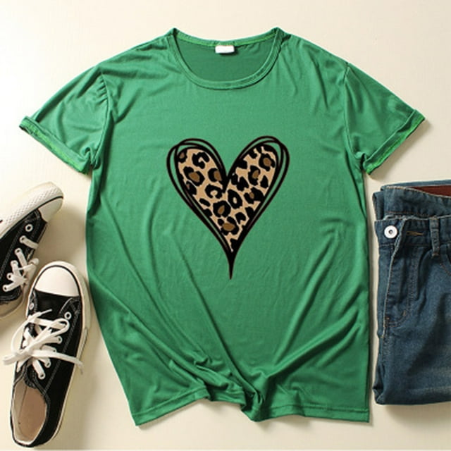 Fanxing Clearance 2024 Teen Girls Oversized Tshirt Heart Pattern ...