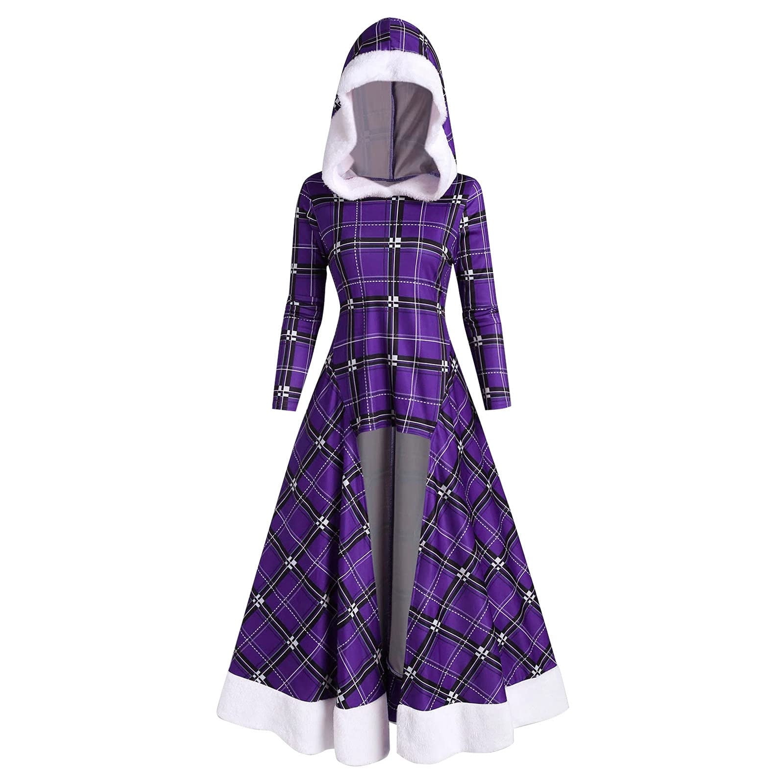 Fanxing Clearance Deals Cloak Dress for Women Plaid Hood Halloween ...