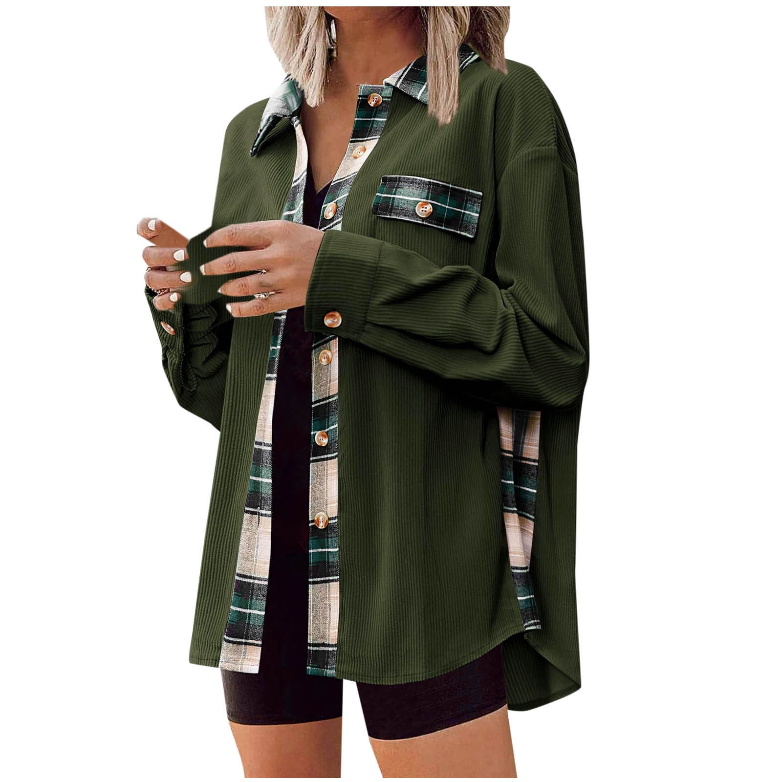 Fanxing Clearance Deals Women's Shacket Jacket Fall Shirts Tartan ...