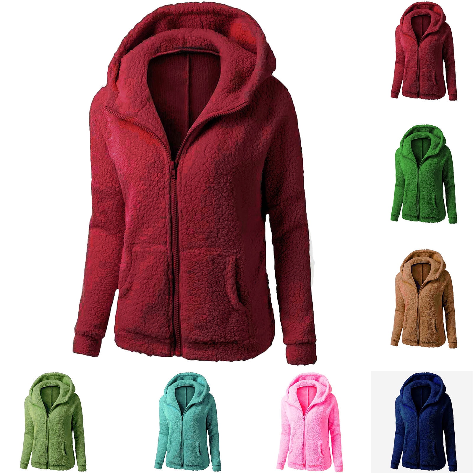 Fanxing Womens Fluffy Winter Jackets Button Down Fleece Lined Trench ...