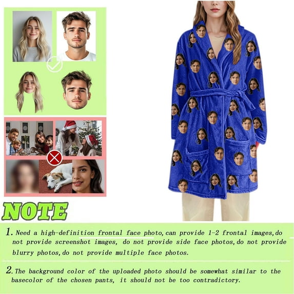 Fanxing Custom Robes for Women Personalized Face Robe Flannel Nightwear ...